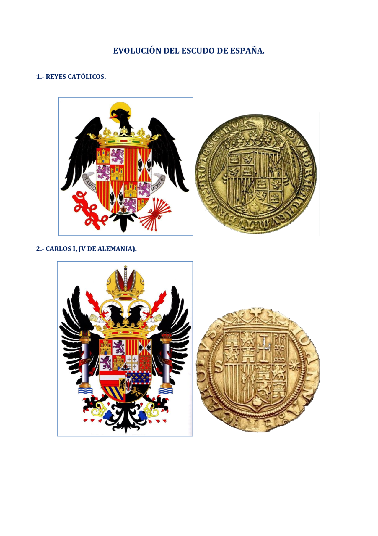 Evolucion del escudo de España Numismatica - Docsity