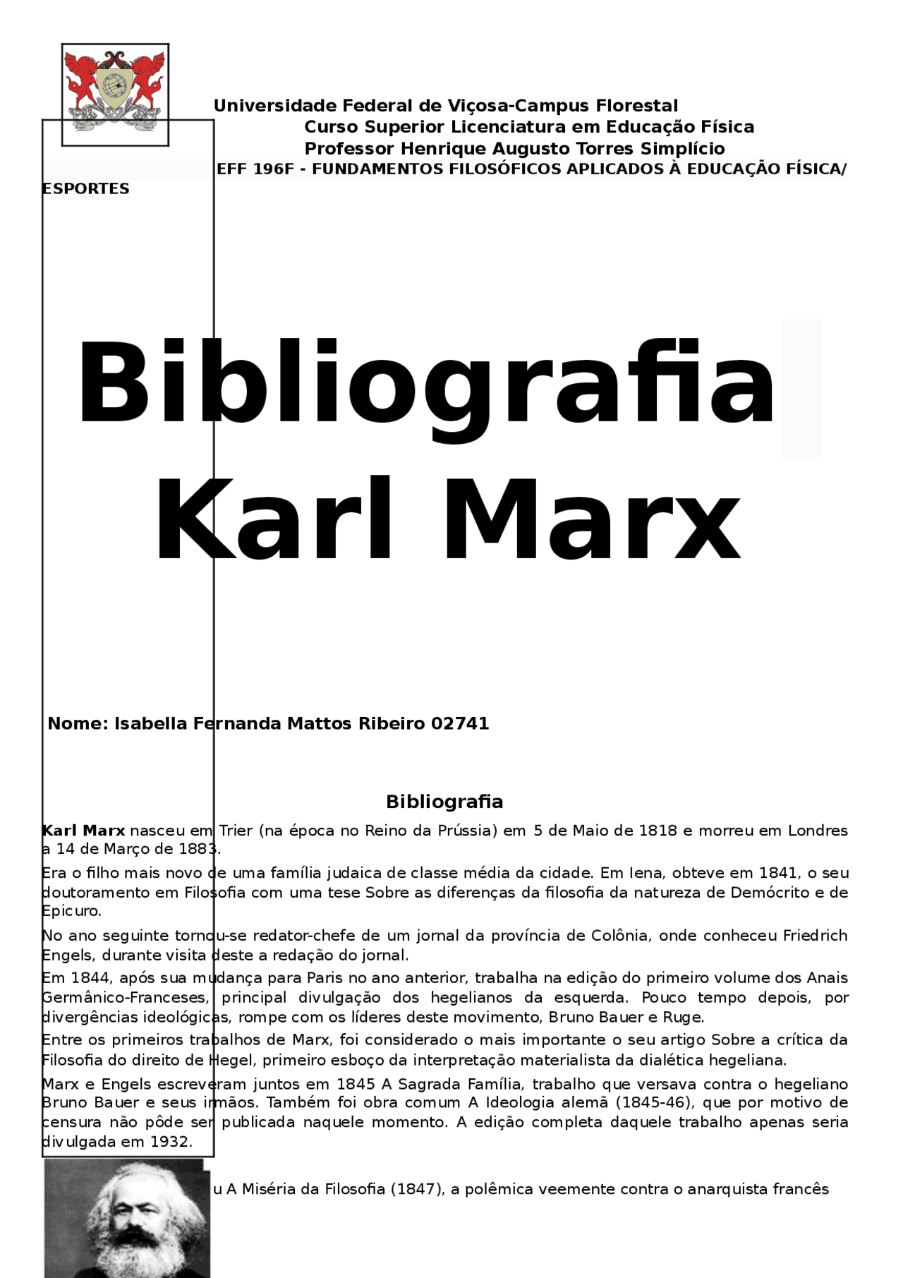 Karl Marx resumo vida e Obra - Docsity