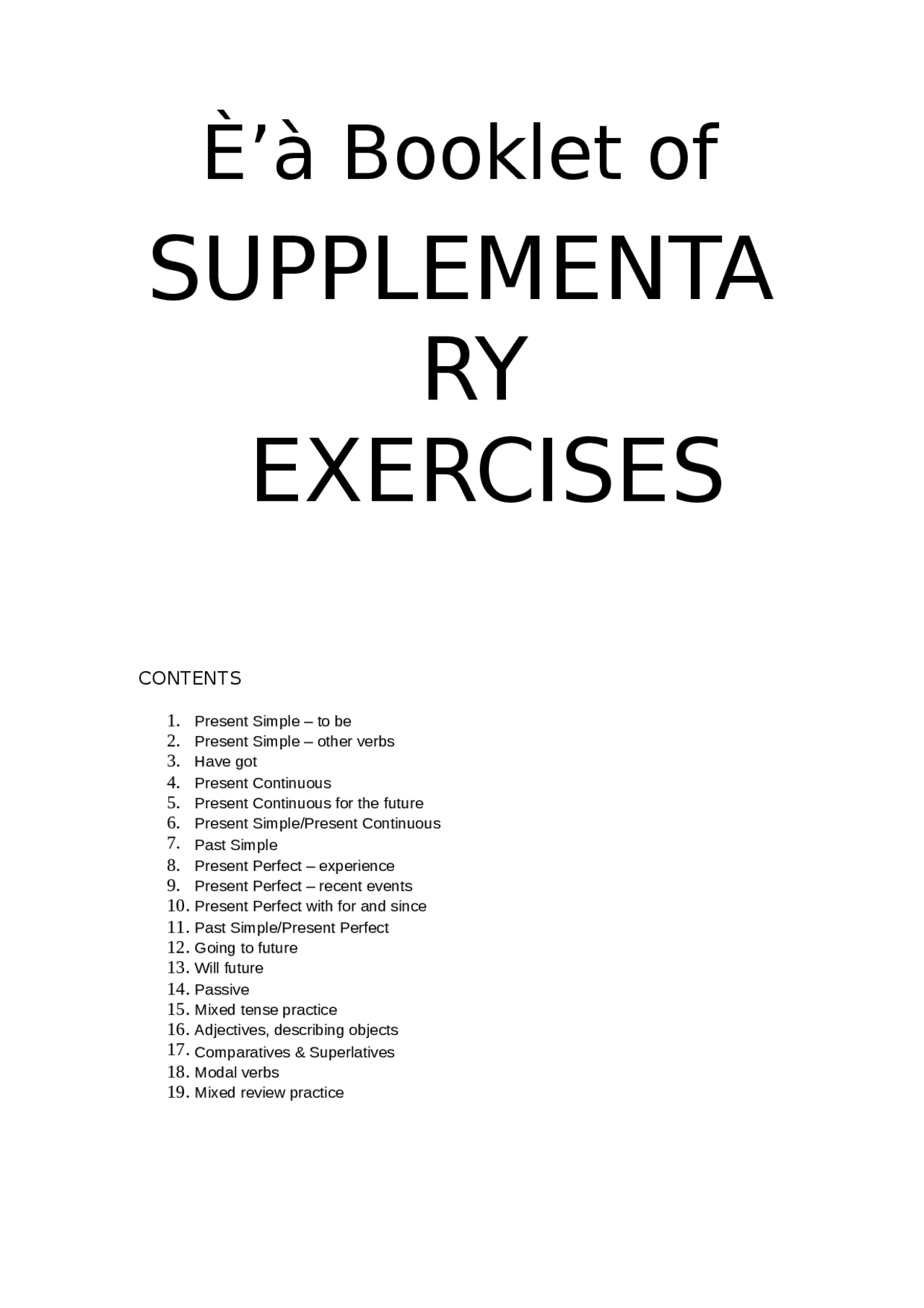 Esercizi Per Ripasso Dinglese Docsity
