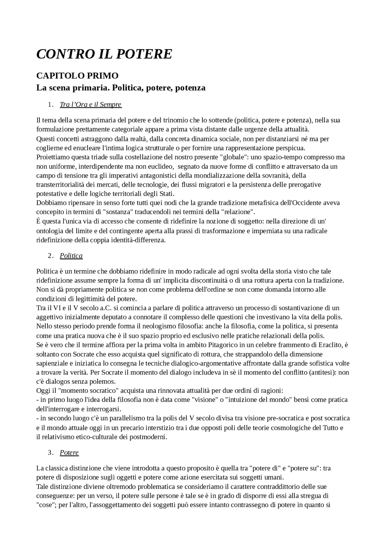 Contro Il Potere Di Giacomo Marramao Docsity