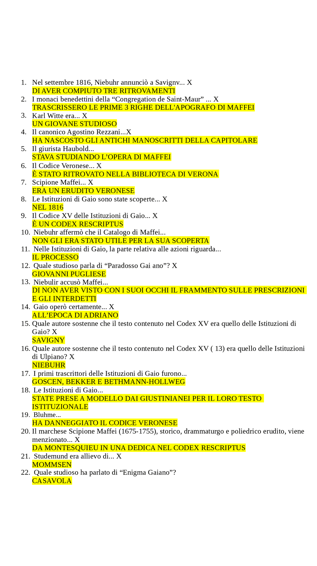 Test Gaio Istituzioni Di Diritto Romano Docsity