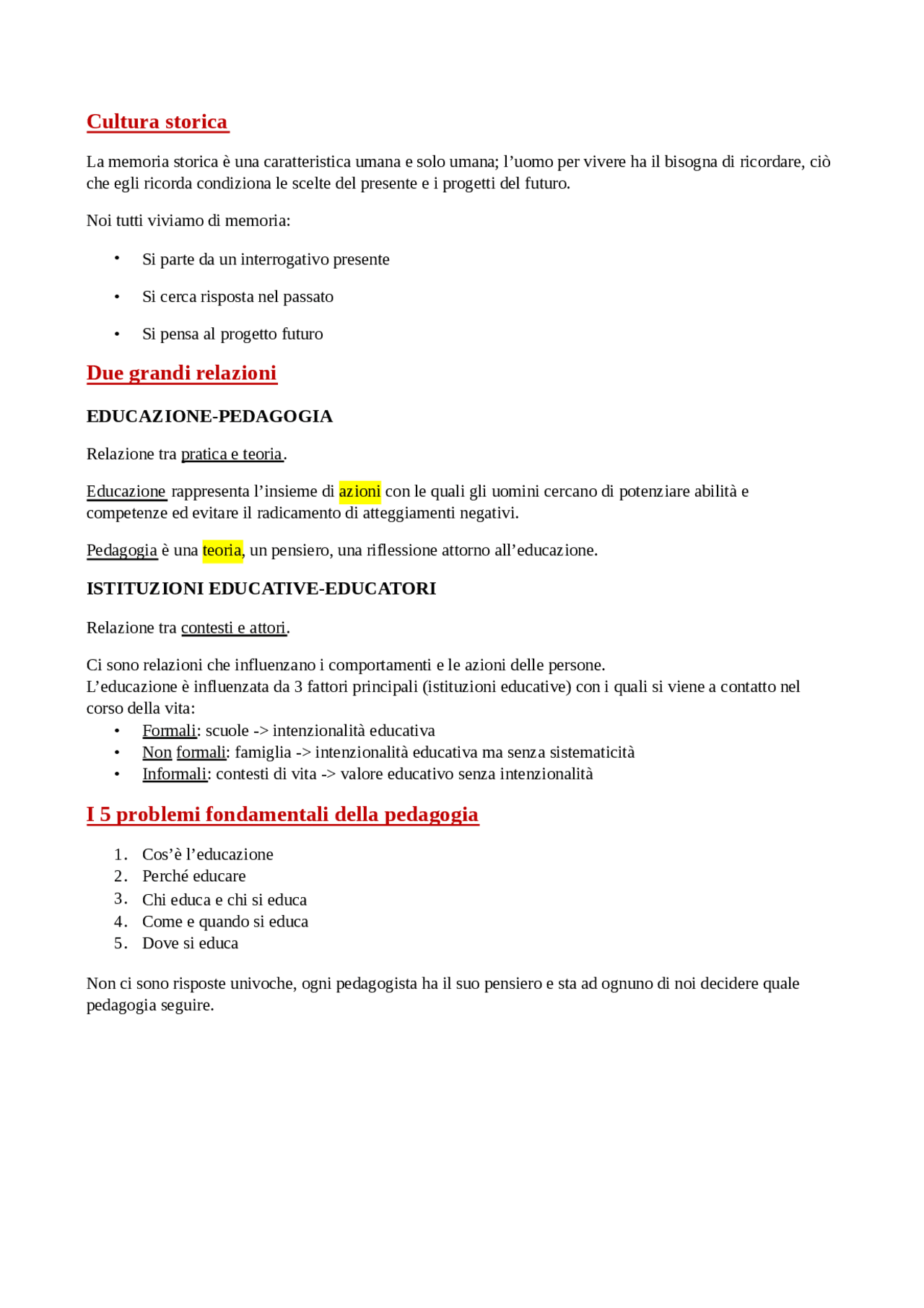 Riassunto Di Percorsi Delleducazione Docsity