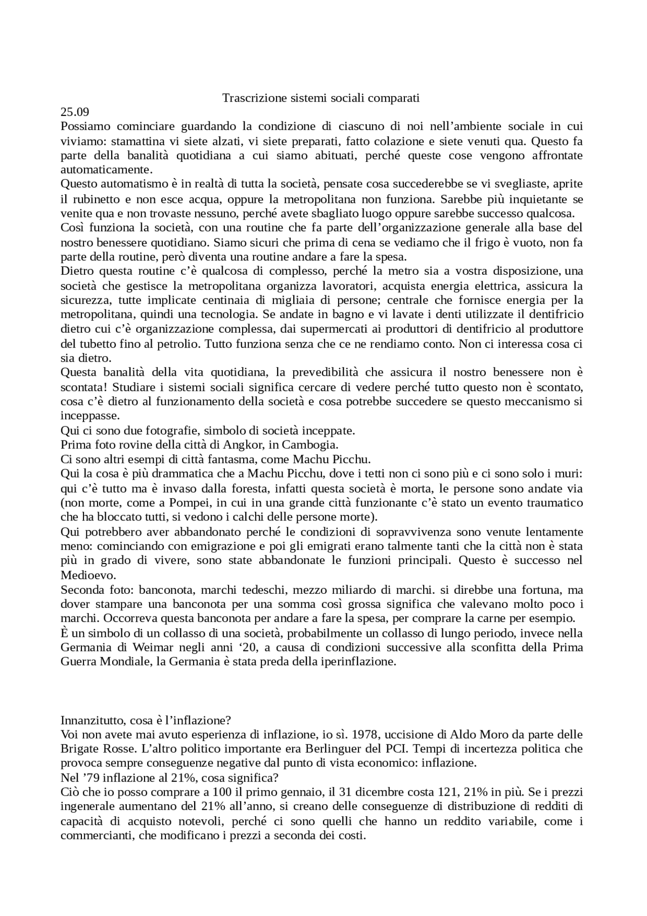 Sistemi Sociali Comparati Docsity