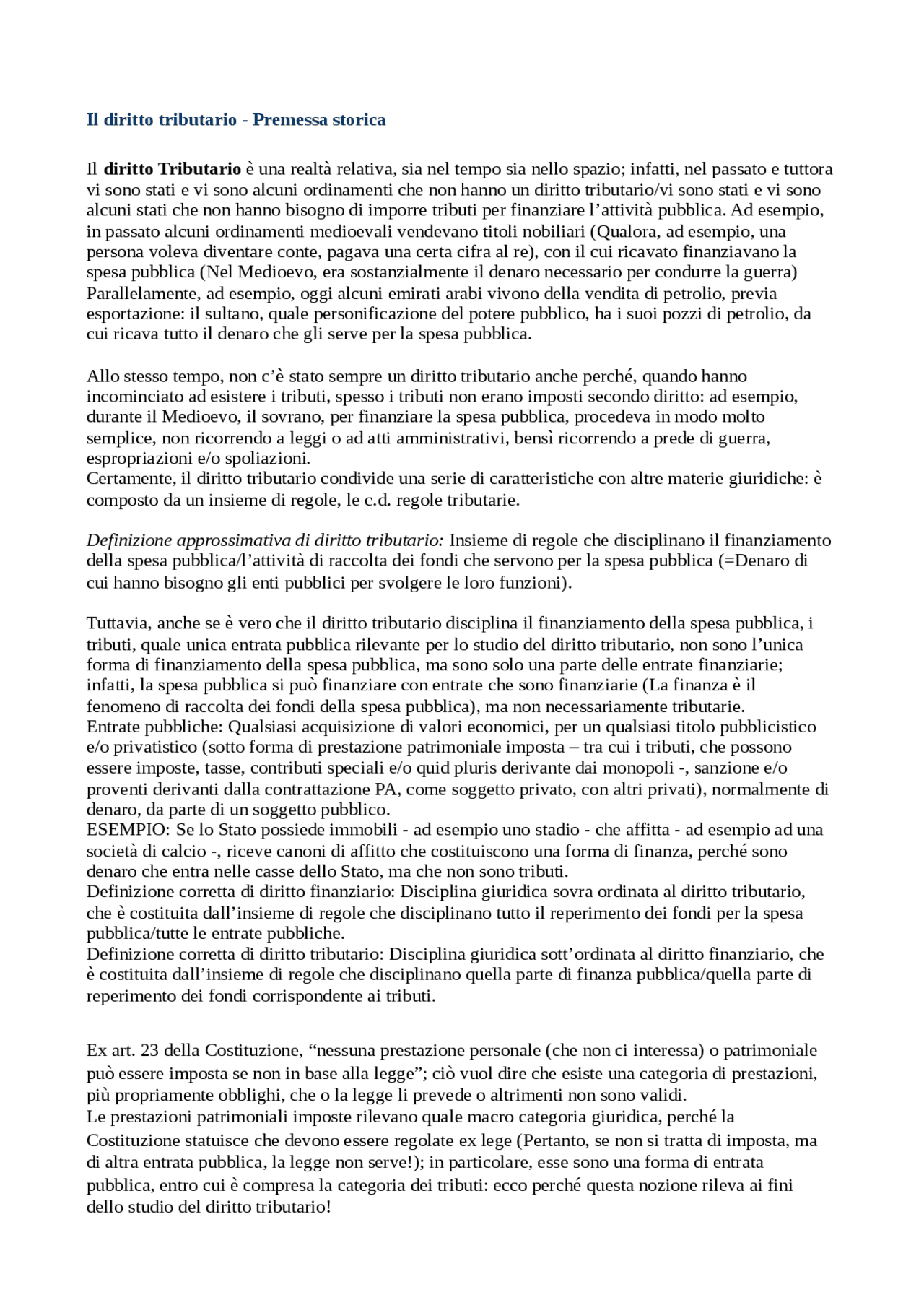 Appunti Diritto Tributario Docsity