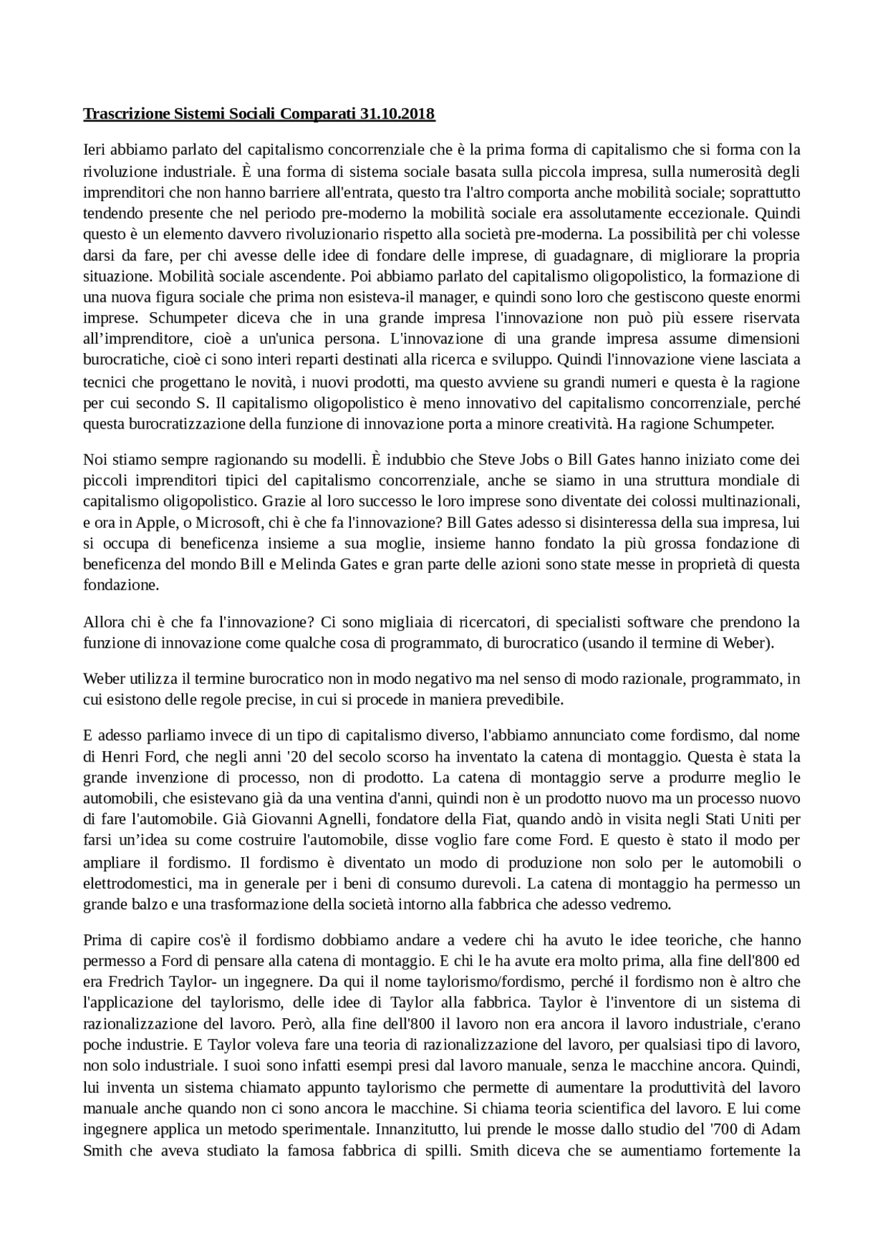 Sistemi Sociali Comparati Docsity