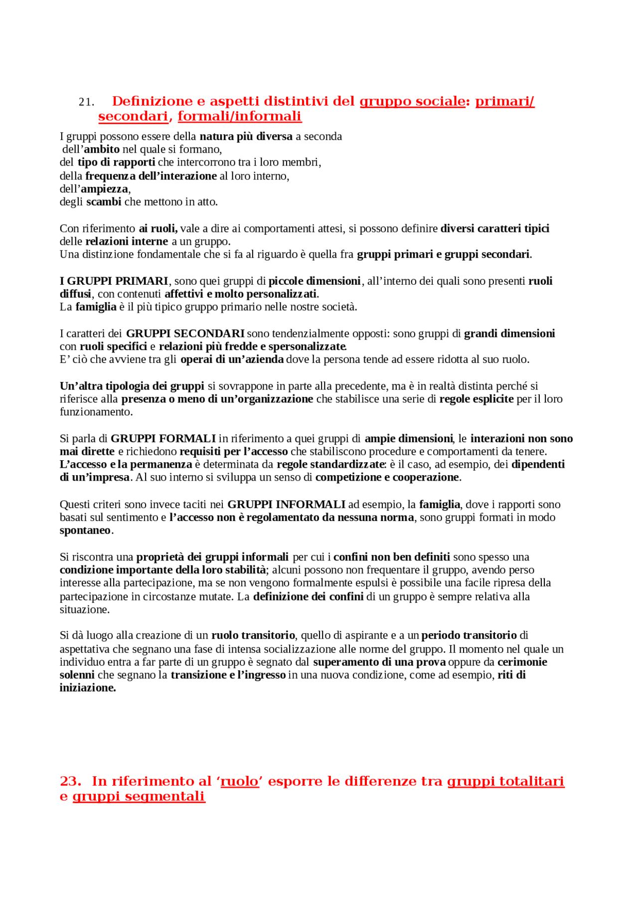 Sociologia Generale Scienze Politiche Docsity