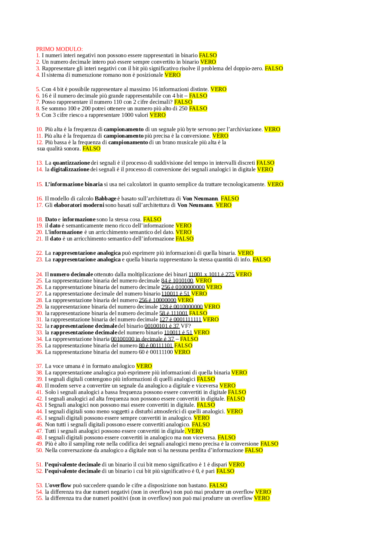 Domande Esame Informatica Prove Desame Di Elementi Di Informatica