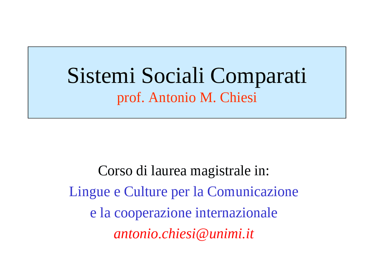 Sistemi Sociali Comparati Docsity