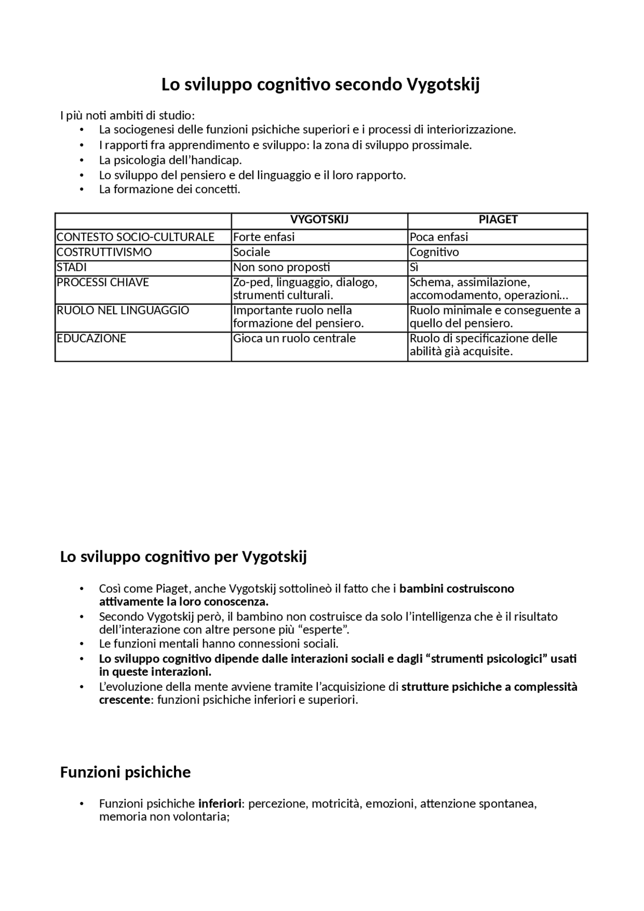 Lo Sviluppo Cognitivo Secondo Vygotskij E Bruner Docsity