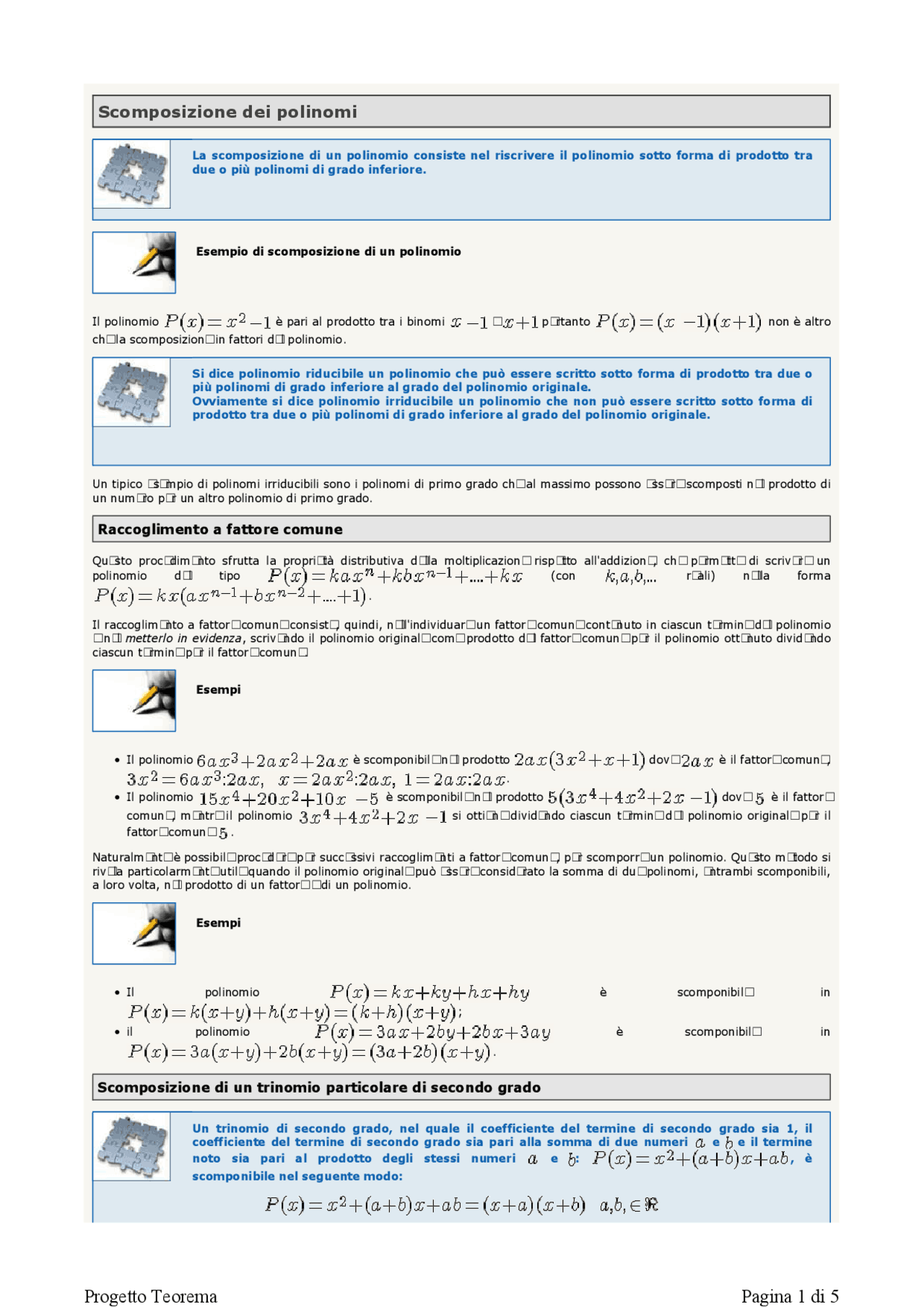 Algebra Riassunto Docsity