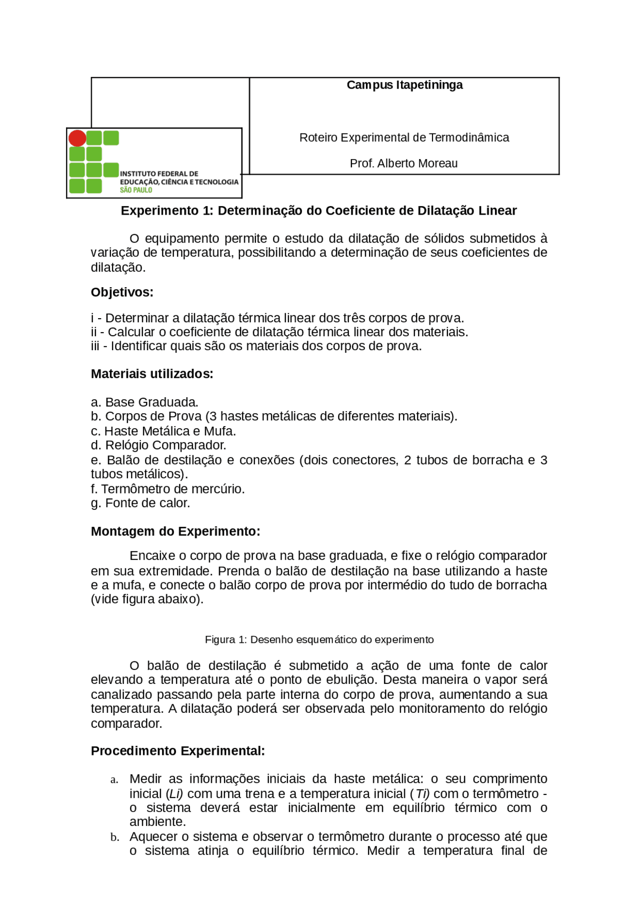 Experimento Dilatação Térmica Docsity
