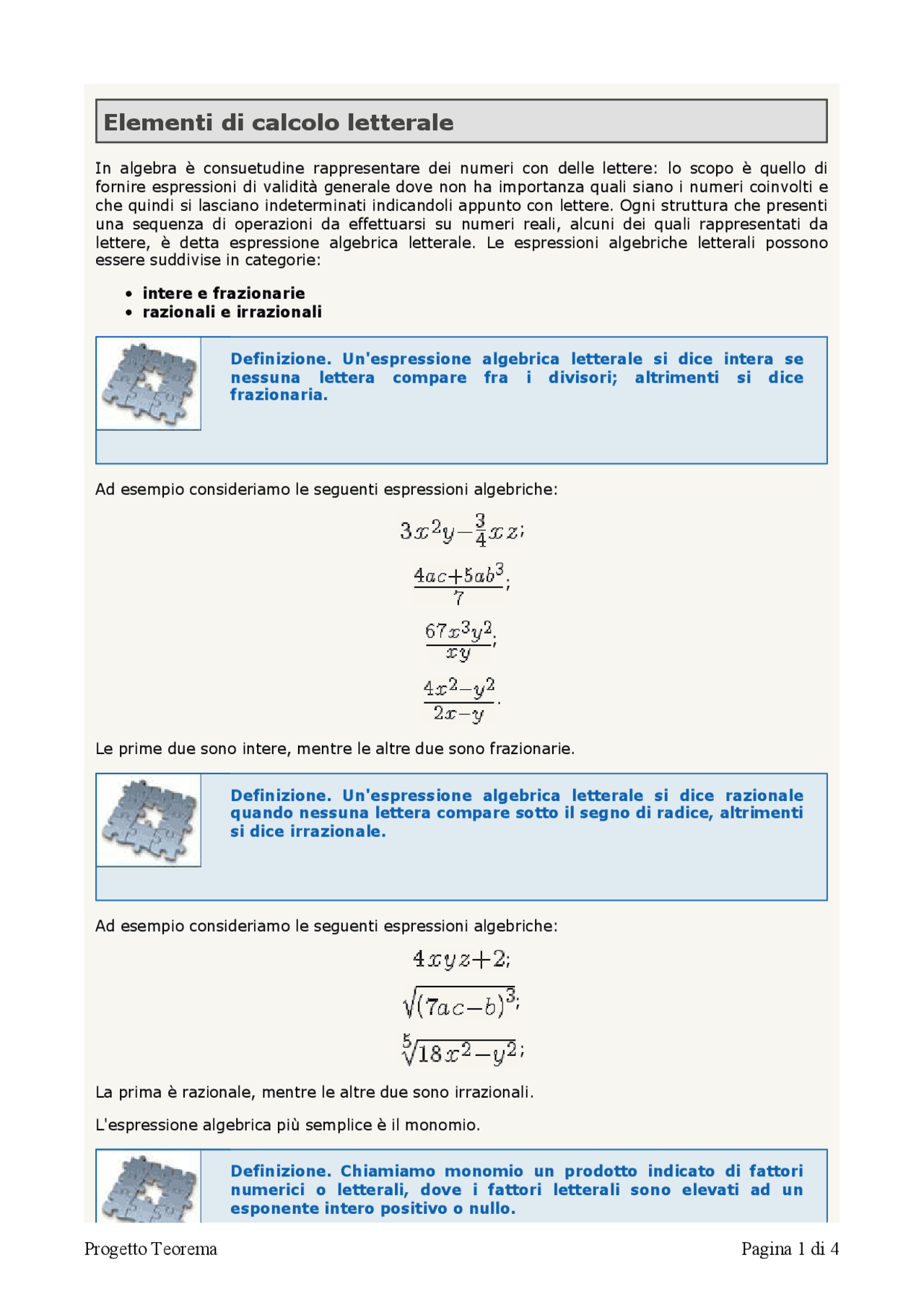 Riassunto Algebra Docsity