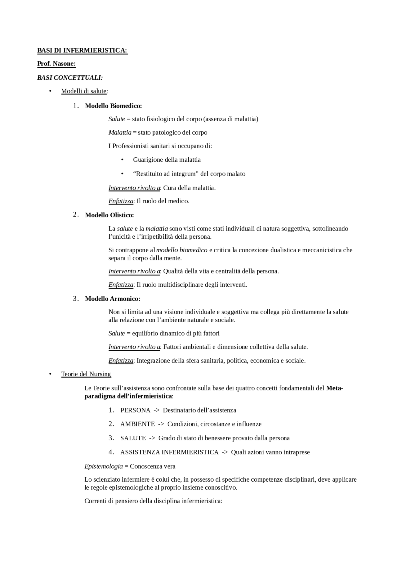 Appunti Infermieristica Docsity