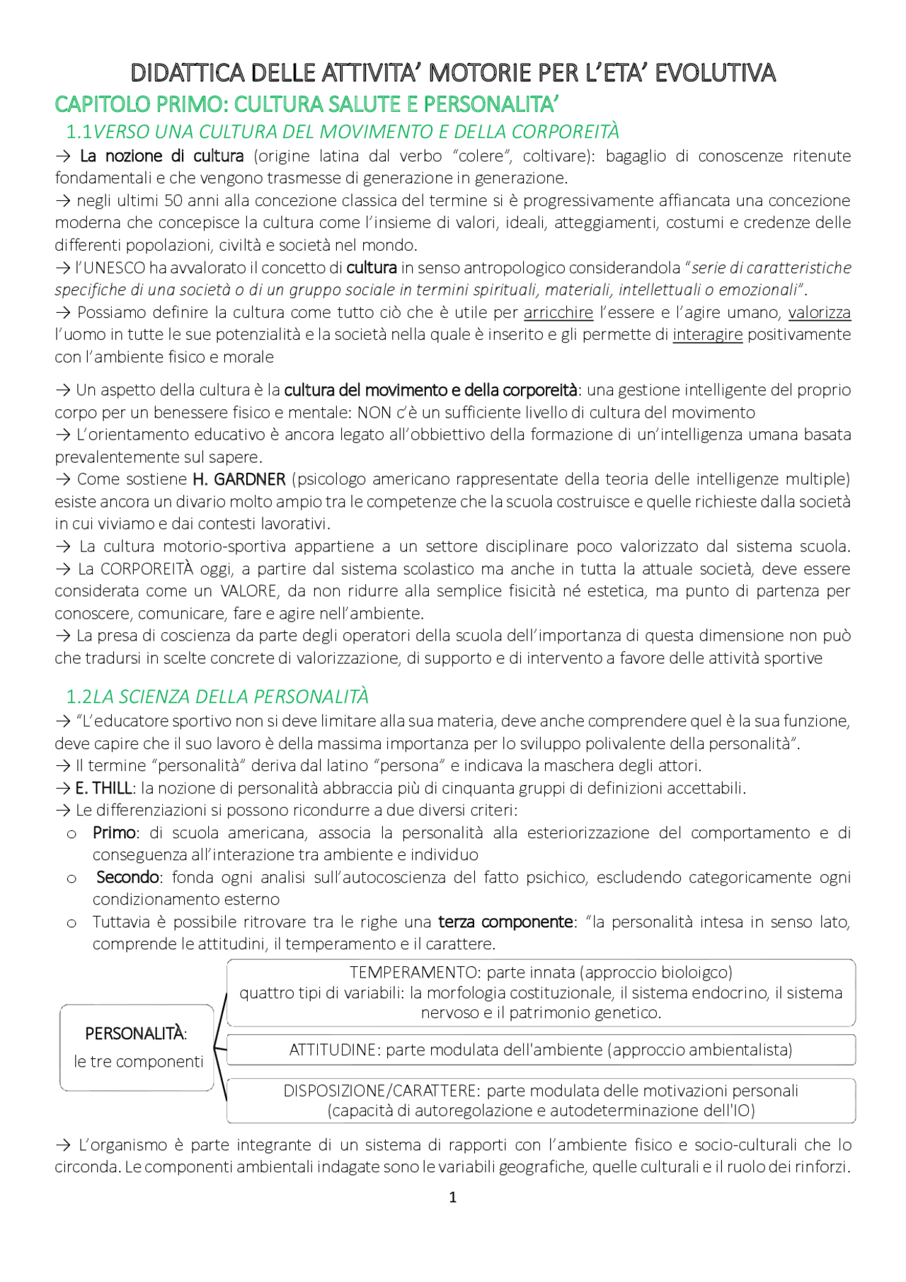 Didattica Delle Attività Motorie Per Letà Evolutiva Docsity