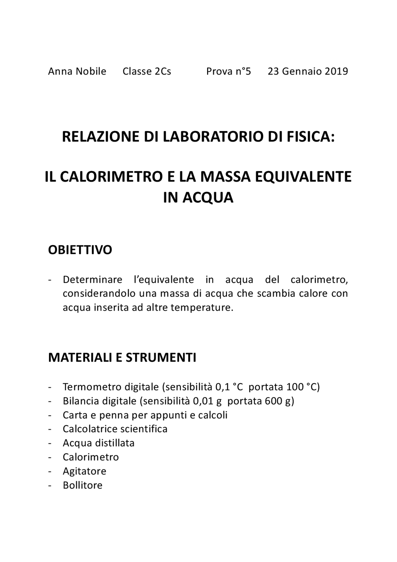 Il Calorimetro e la massa equivalente in acqua | Dispense di Fisica ...