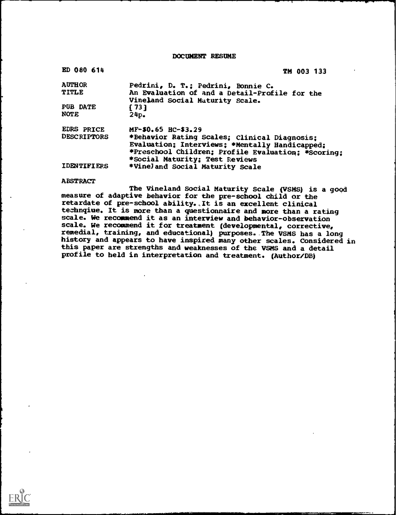 VSMS Profile, Scoring | Study Guides, Projects, Research Psychology ...