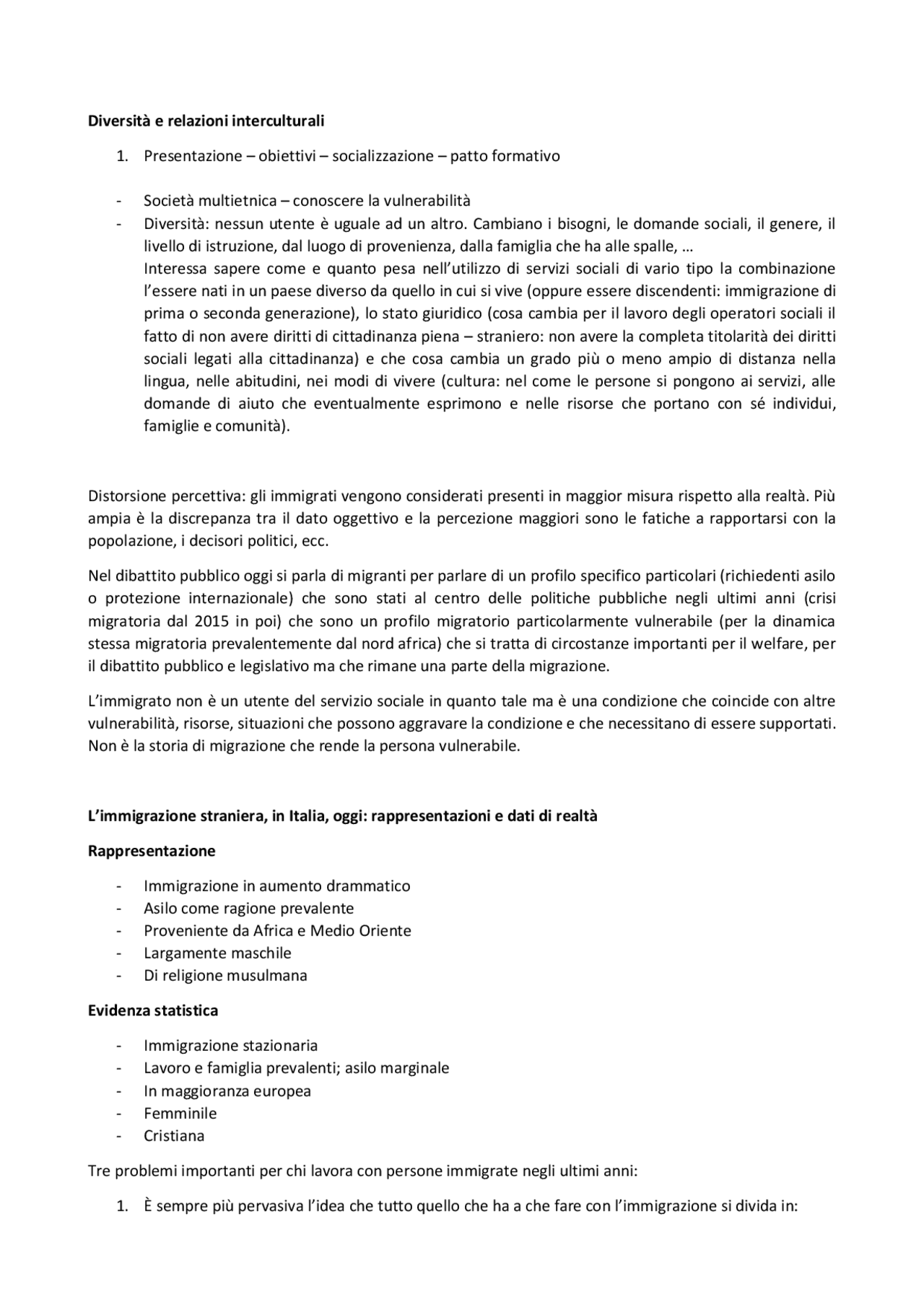 Appunti Lezioni Diversità E Relazioni Interculturali Docsity
