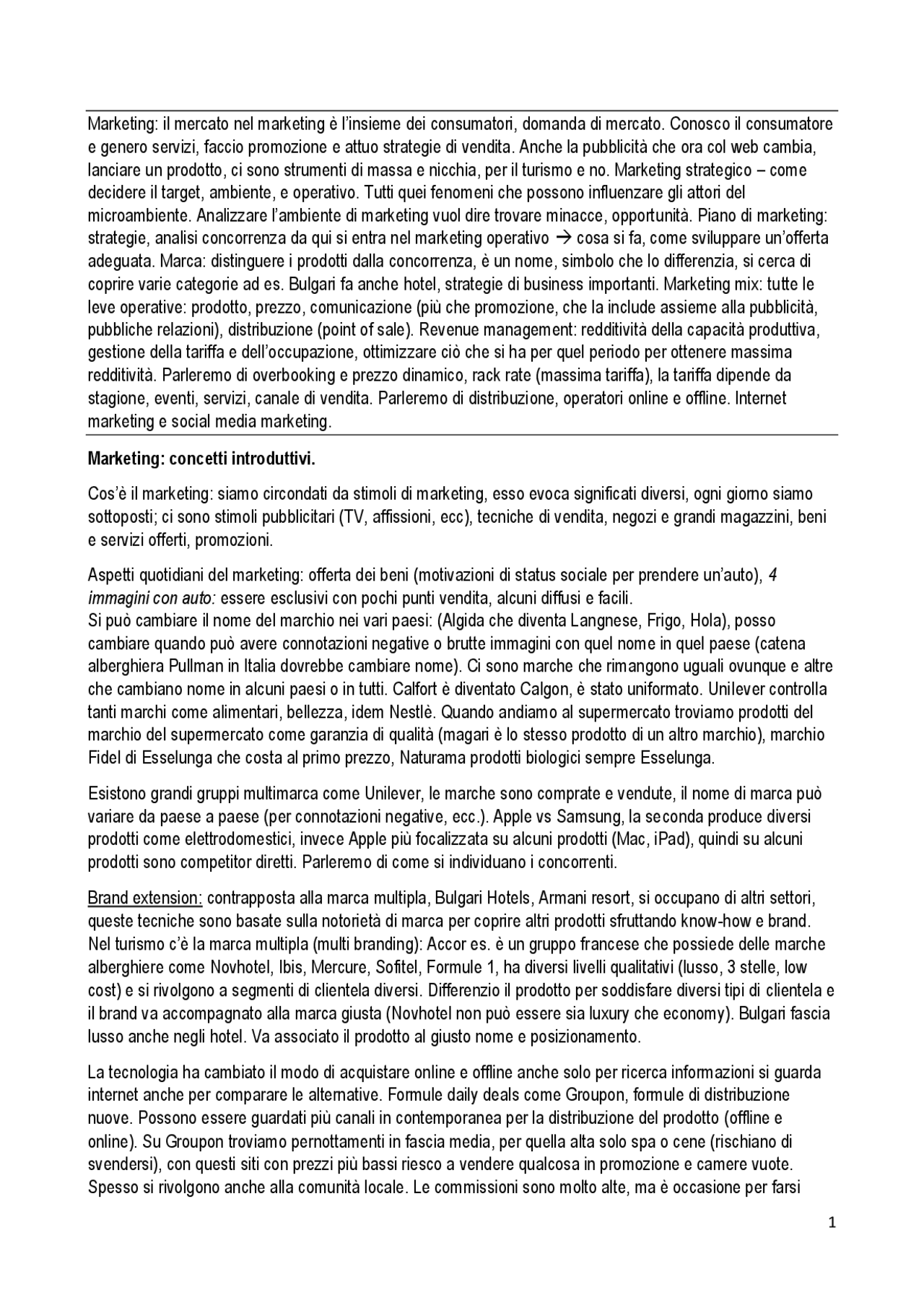 Appunti Di Marketing Delle Imprese Turistiche Docsity