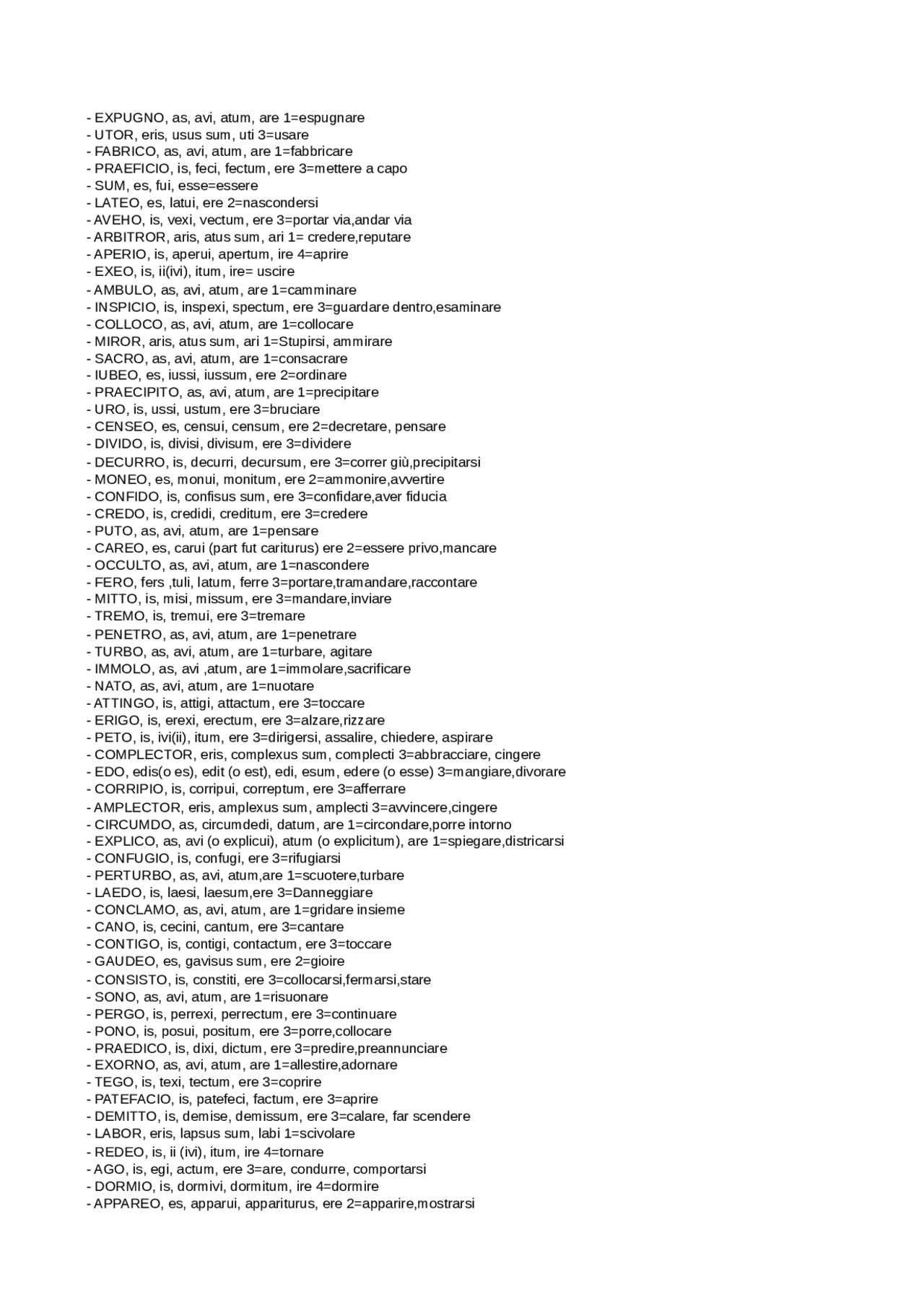 Lista Dei Paradigmi Latini Docsity