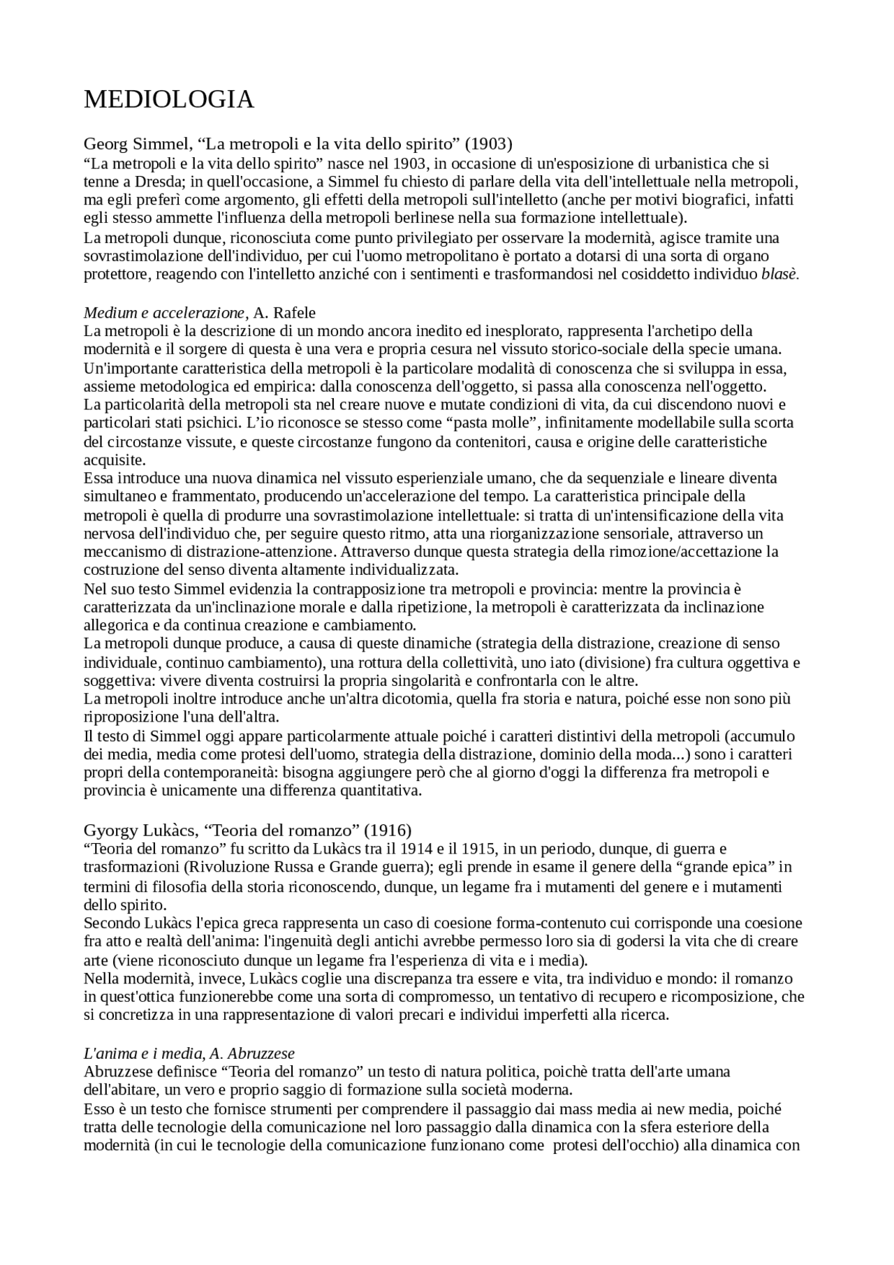 Manuale Di Mediologia Sintesi Del Corso Di Sociologia Della