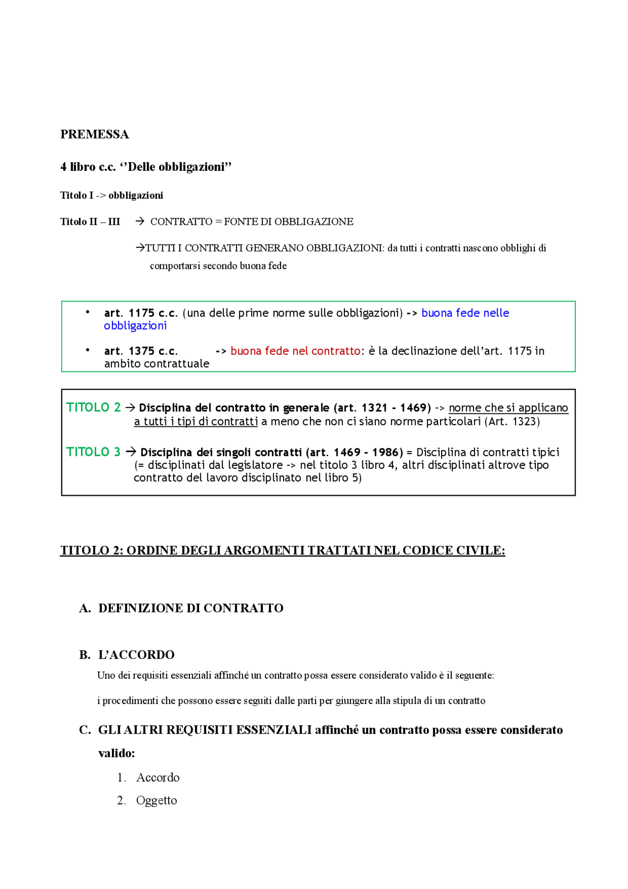 Il contratto - Diritto Privato - Docsity