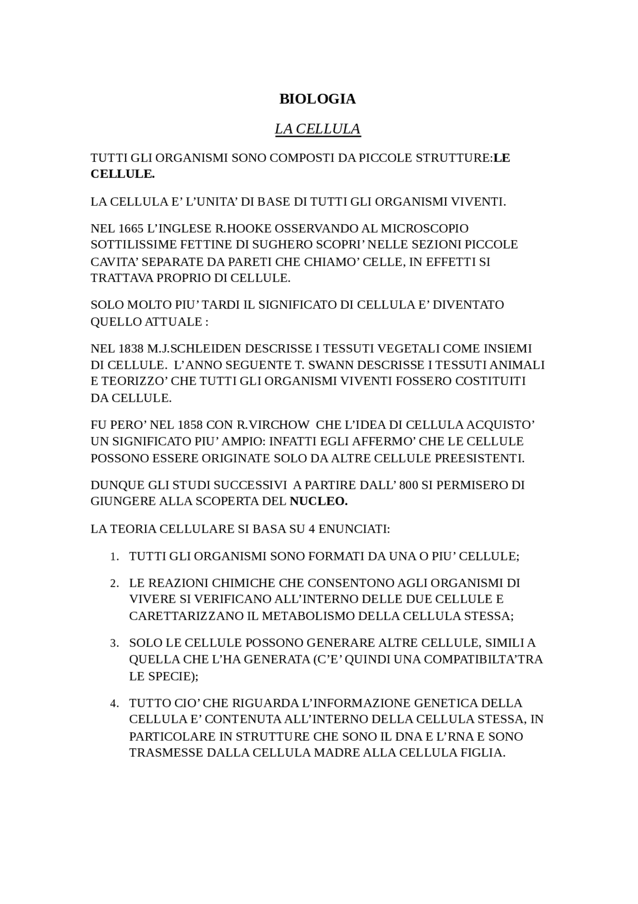 Elementi Di Biologia Docsity