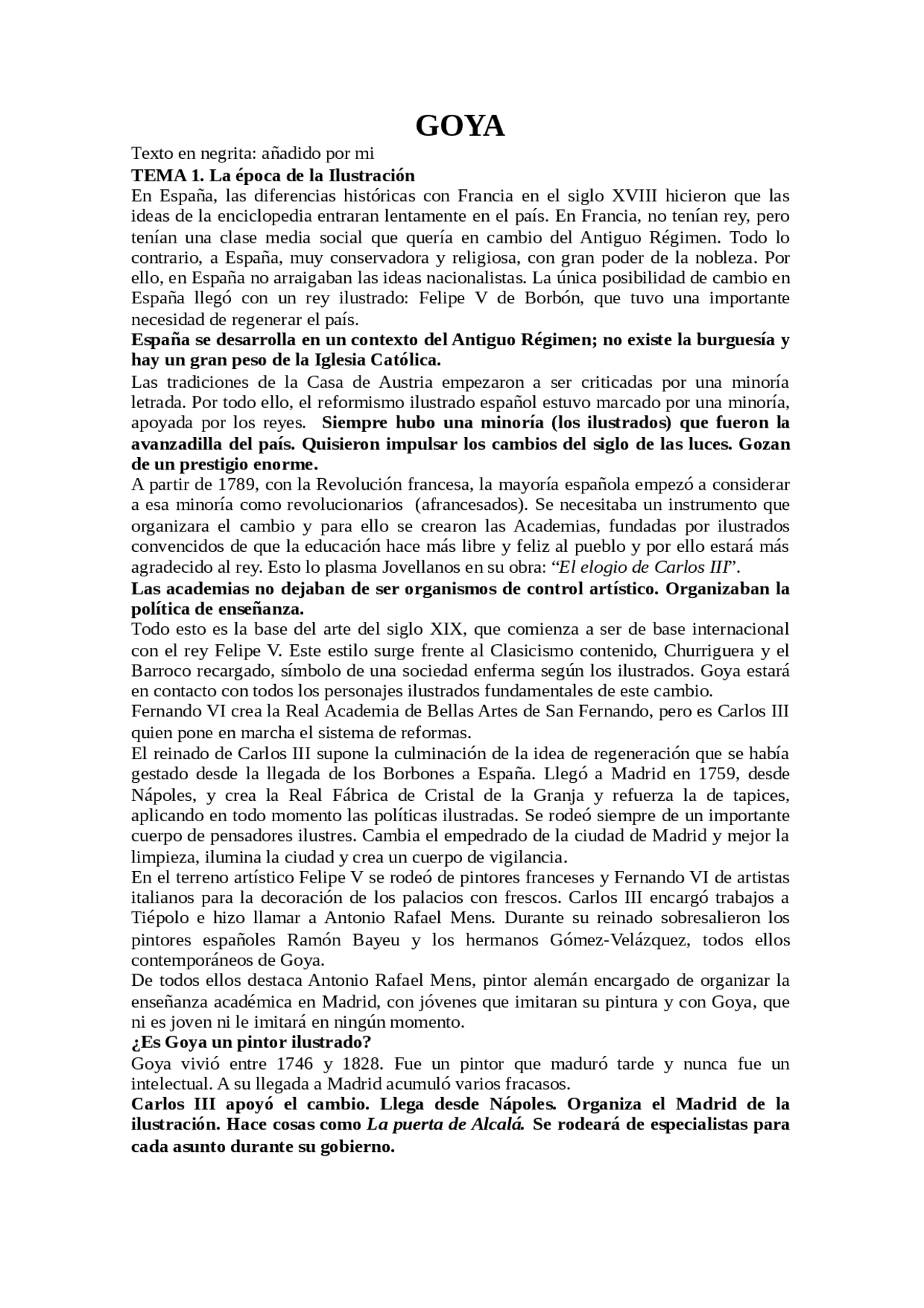 Apuntes de la asignatura Goya - Docsity