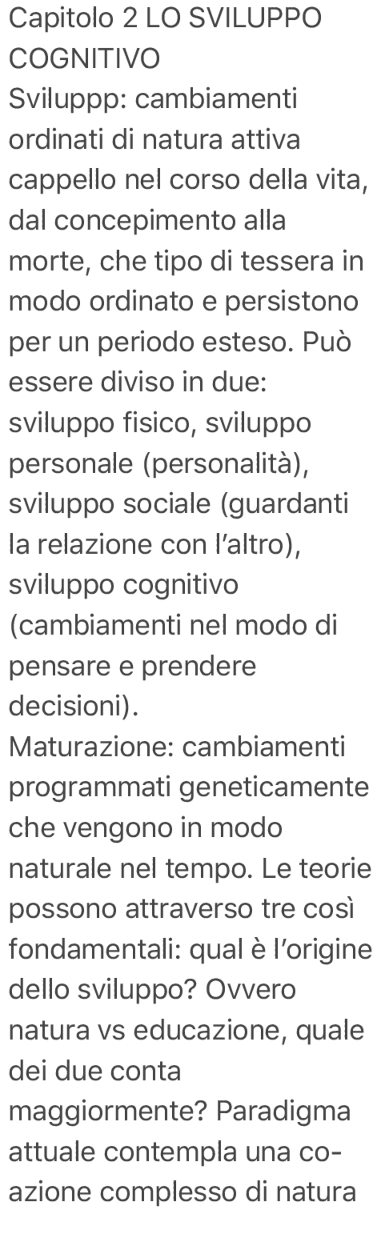 Lo Sviluppo Cognitivo Docsity