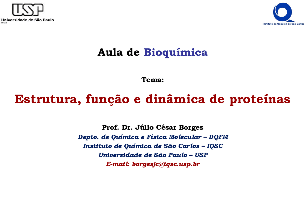 propriedades de Proteinas | Esquemas Química Orgânica | Docsity