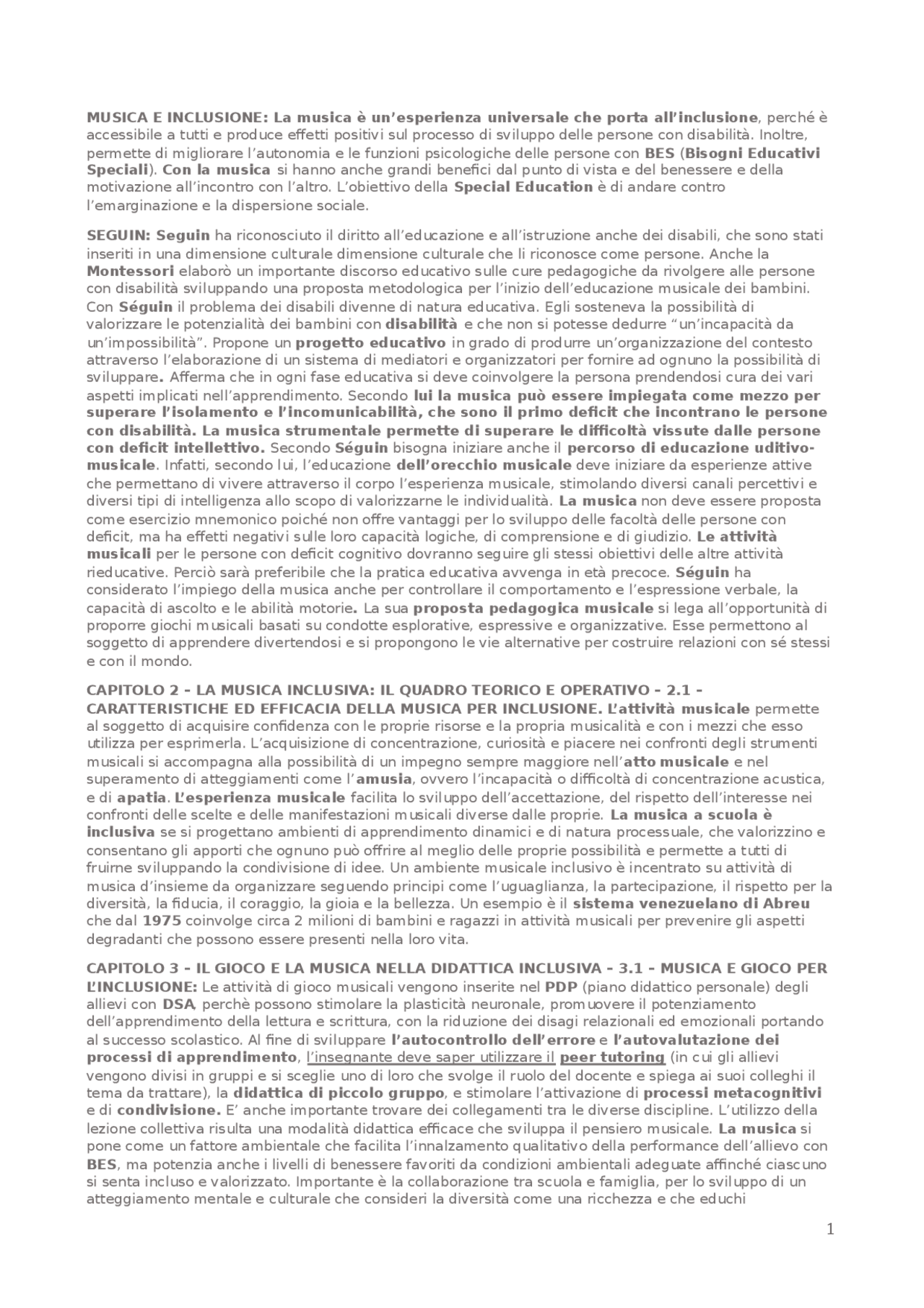 Musica E Inclusione Riassunto Docsity