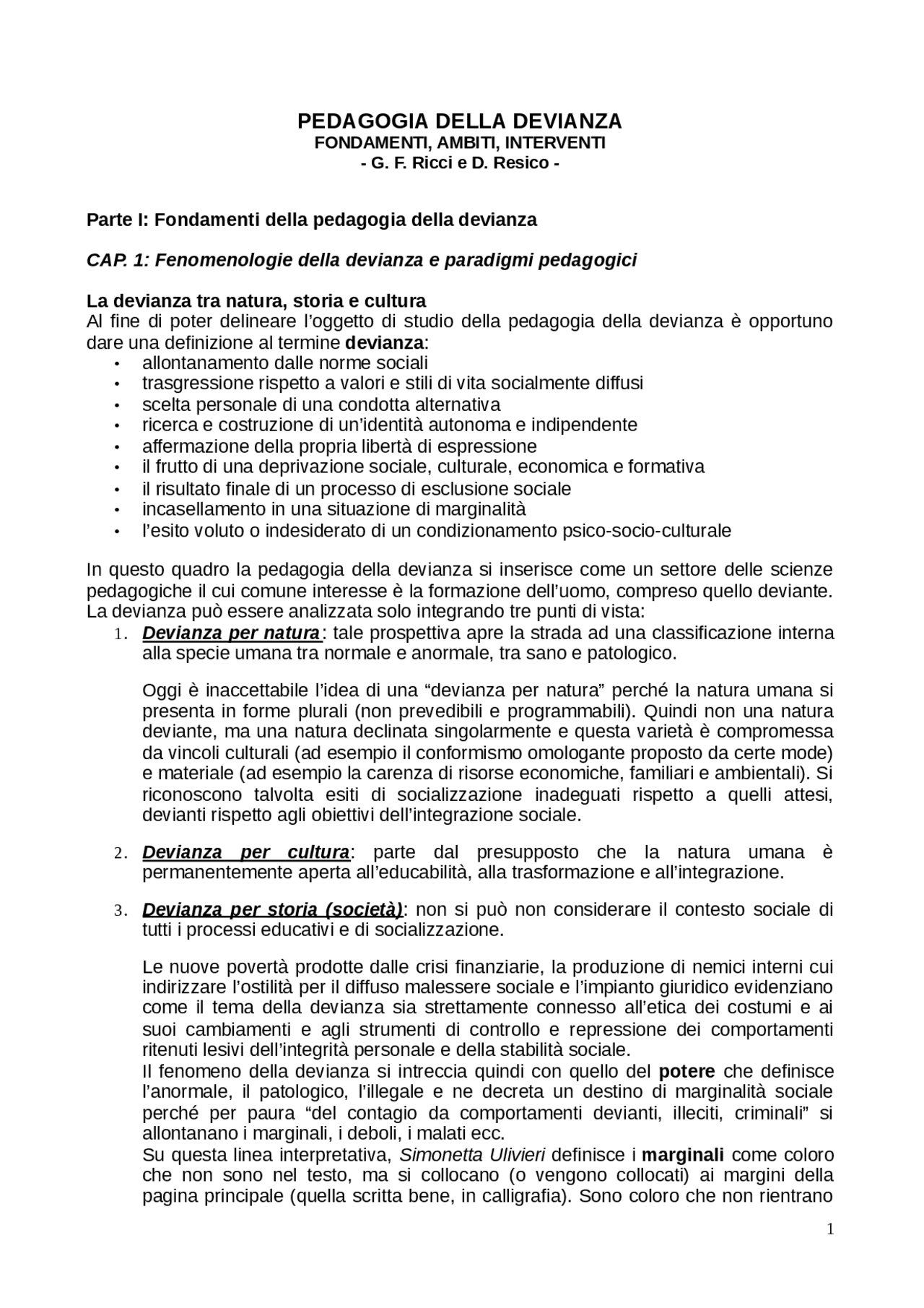 Pedagogia Della Devianza Docsity