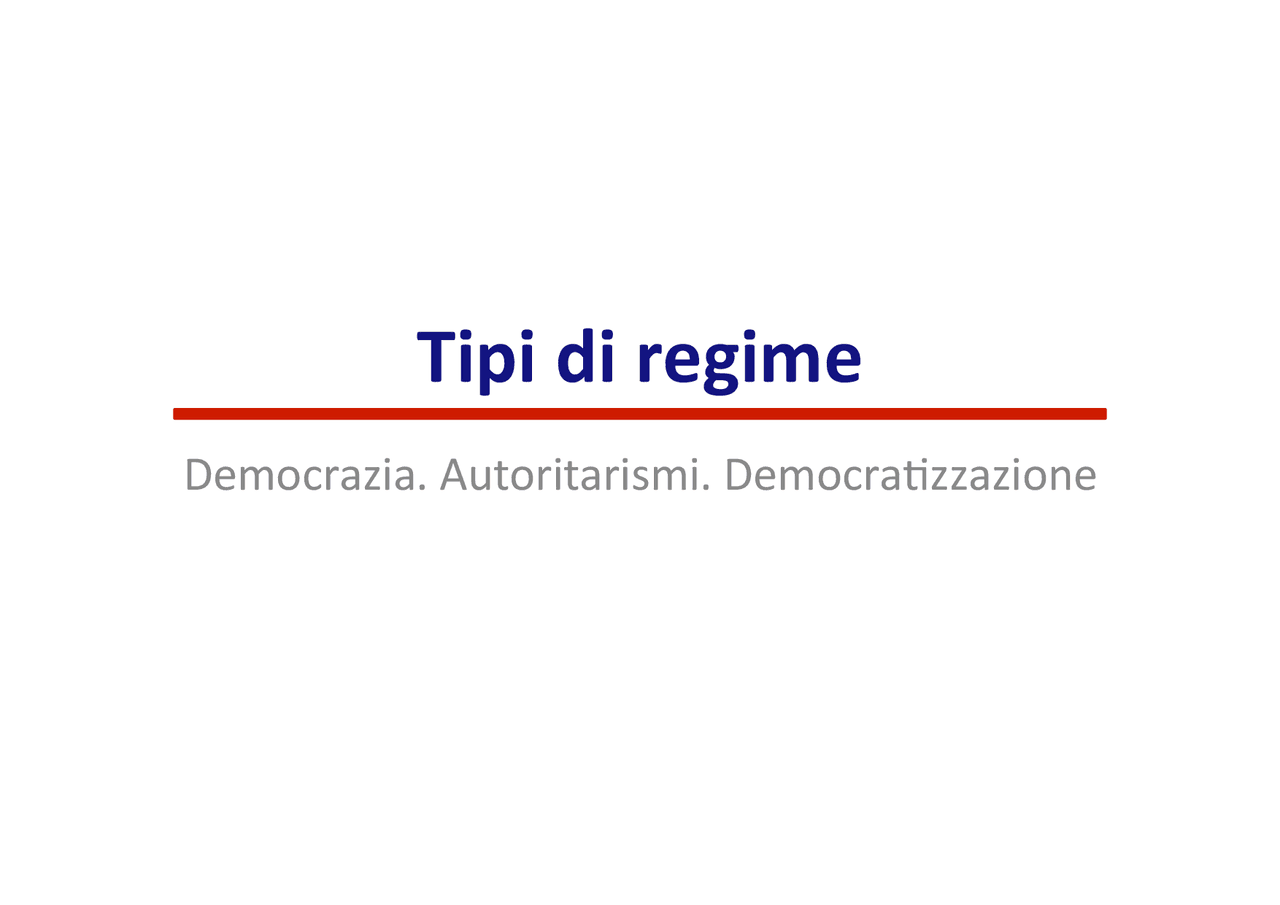 Tipi di regime politico - Docsity