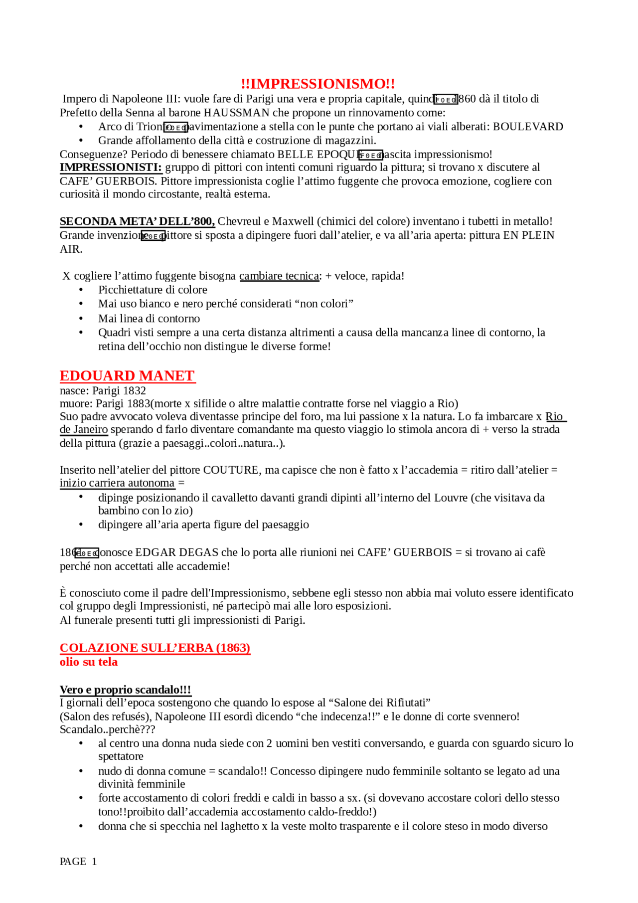 Impressionismo Appunti Docsity