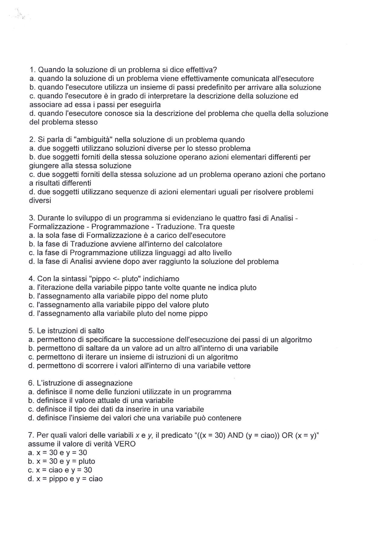 Simulazione esame informatica - Docsity