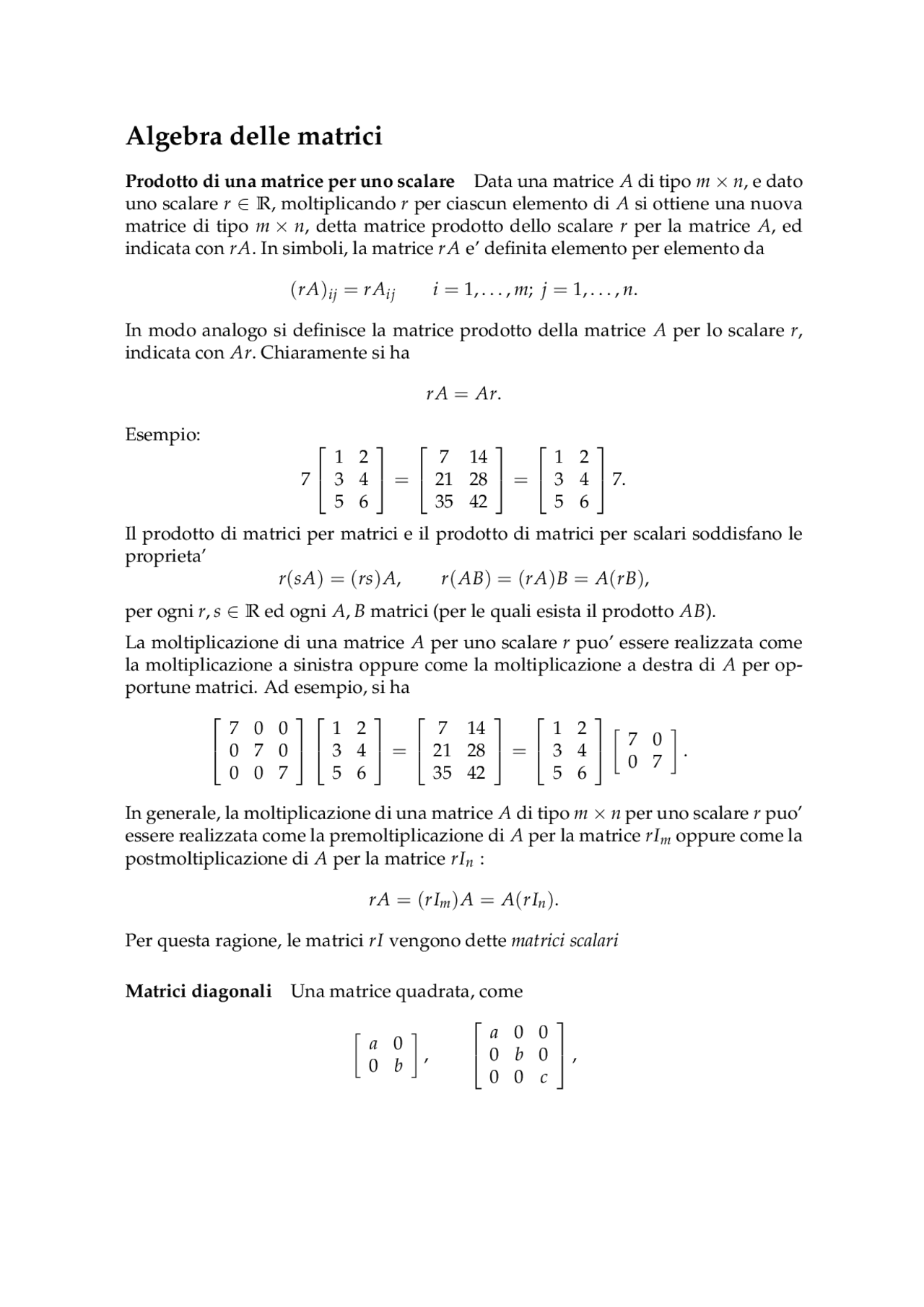 Algebra delle Matrici - Docsity