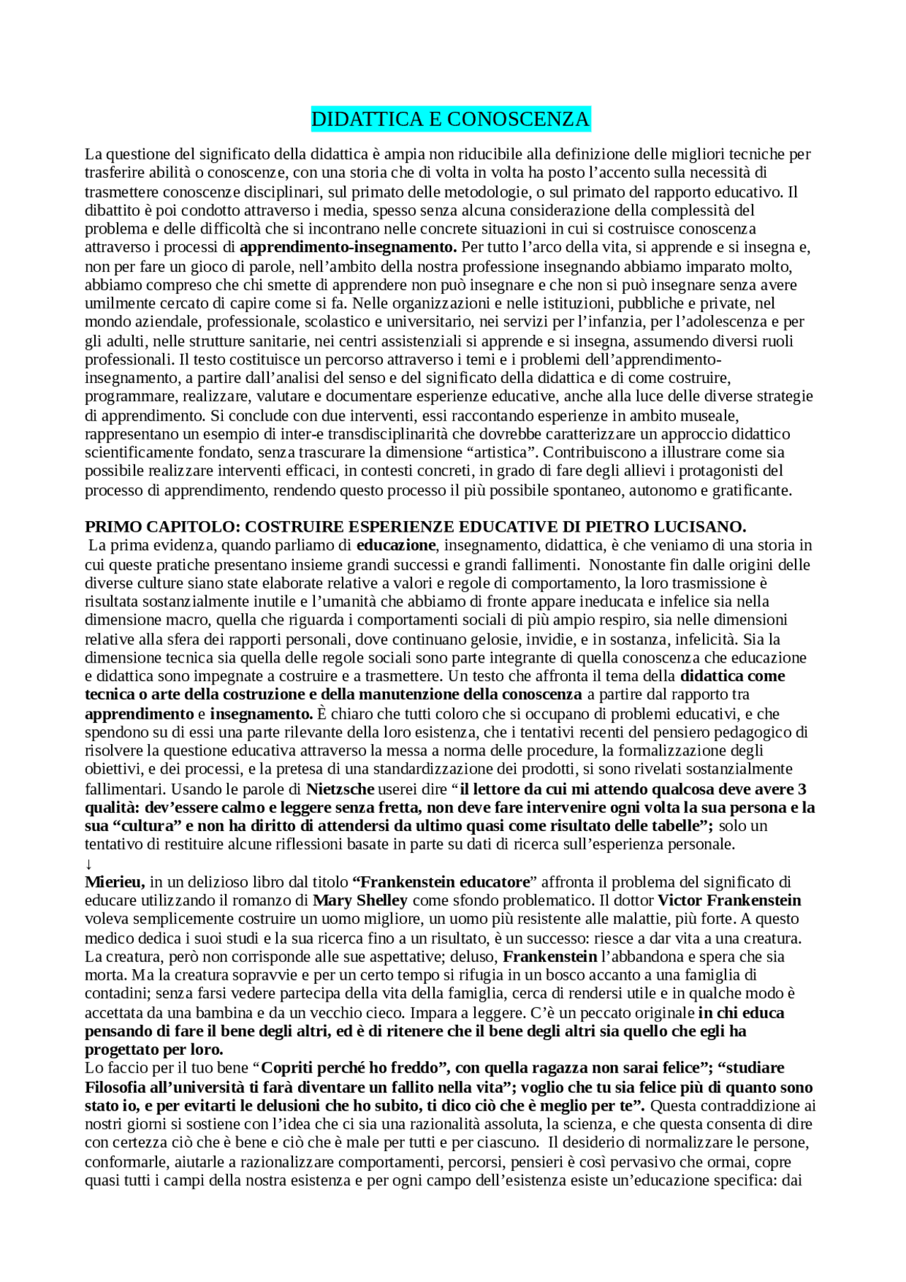Didattica E Conoscenza Docsity