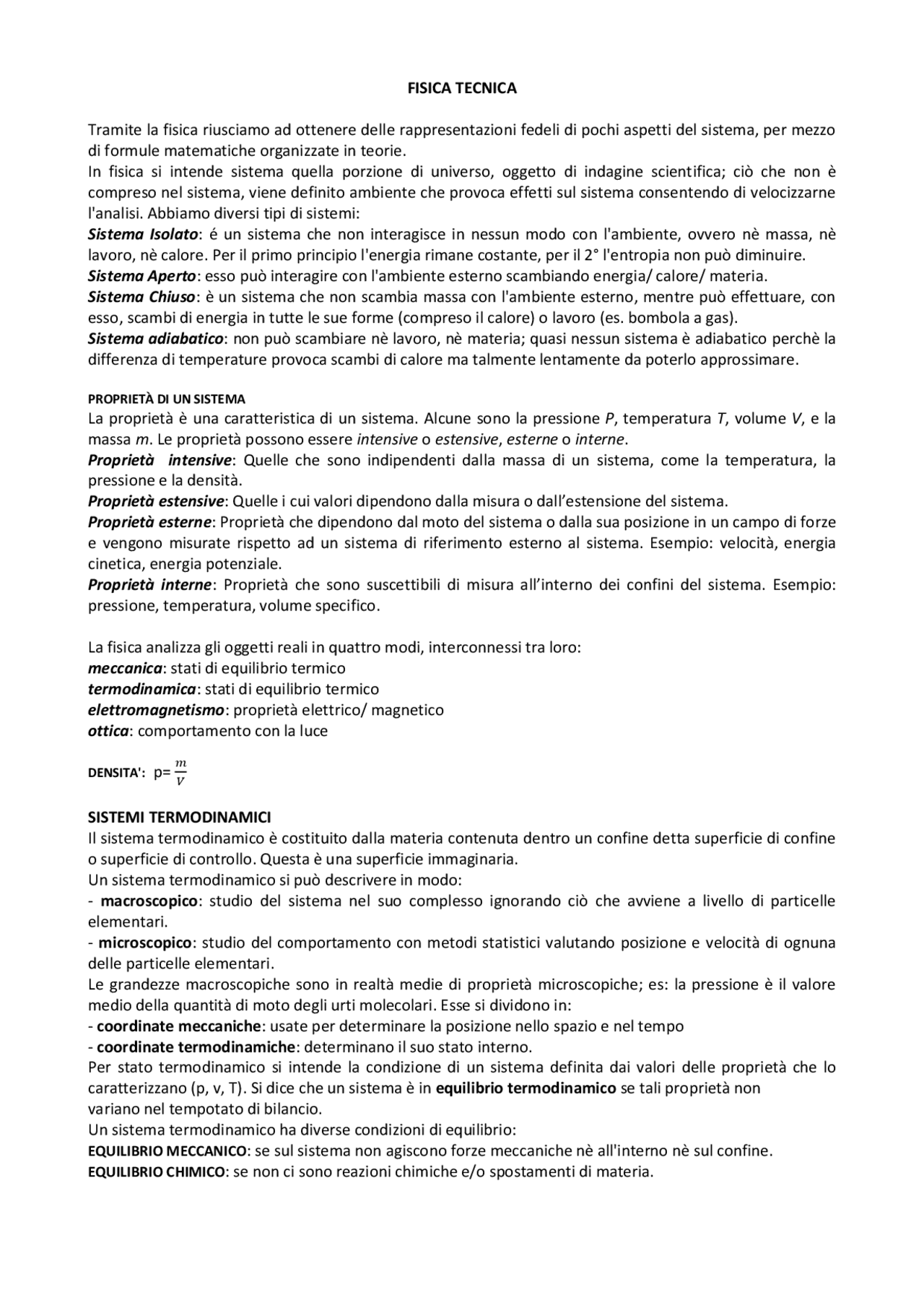 Appunti Di Fisica Tecnica Docsity