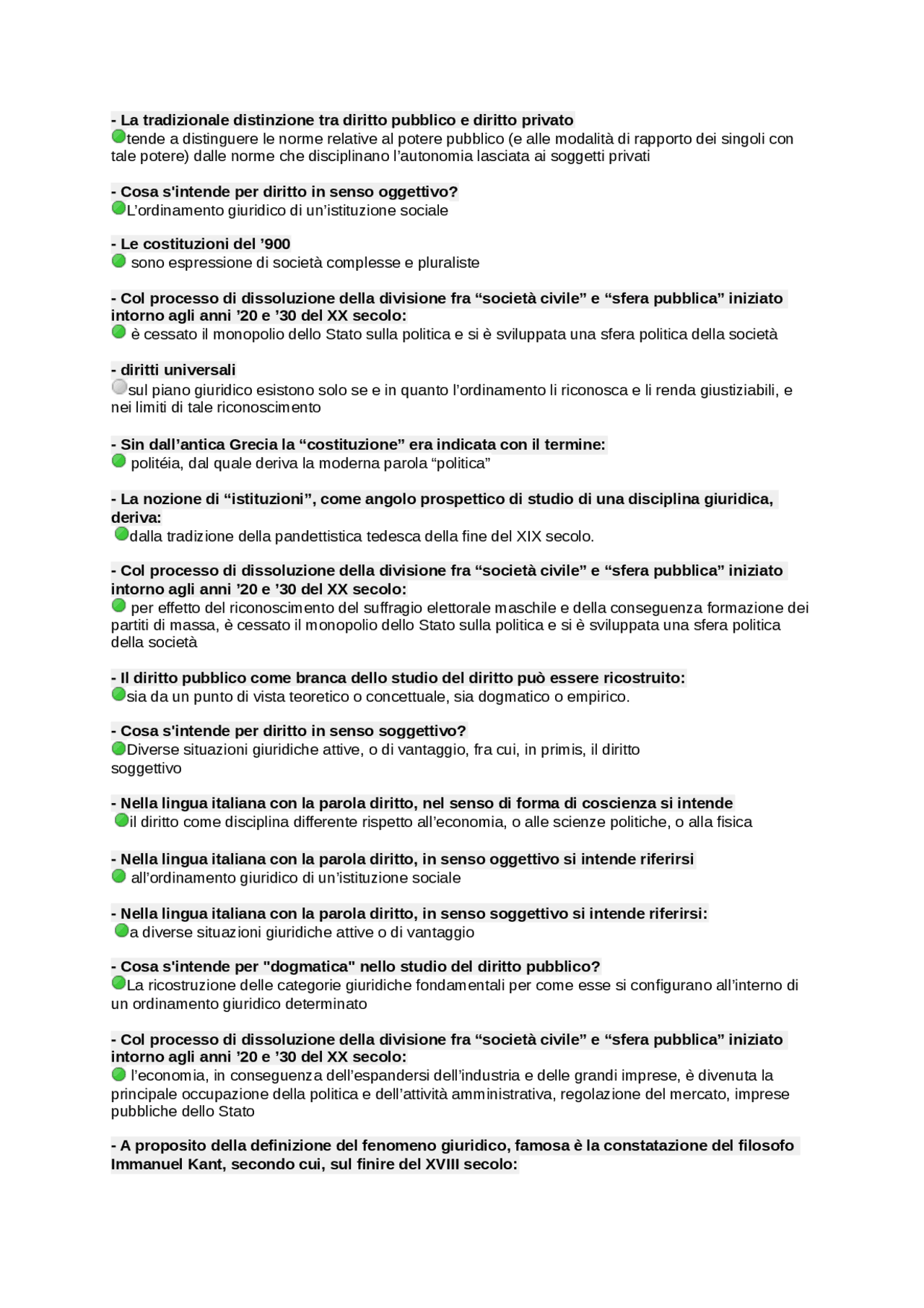Diritto Pubblico Unicusano Docsity