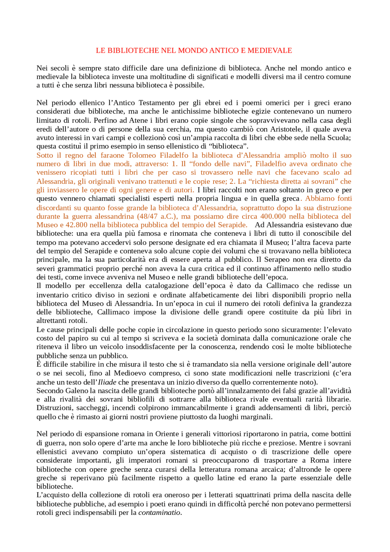 Le Biblioteche Nel Mondo Antico E Medievale Docsity
