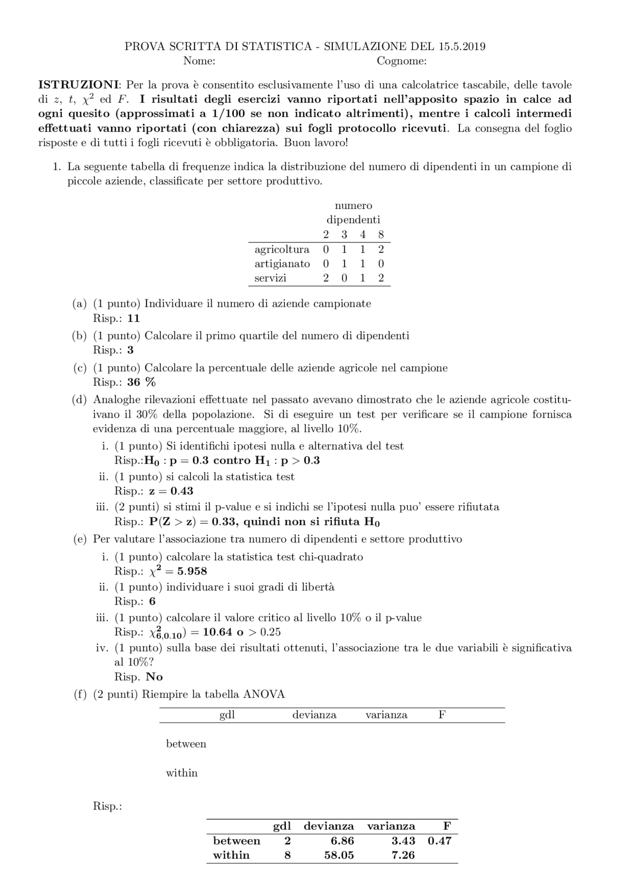 Statistica Esame Di Descrittiva Docsity