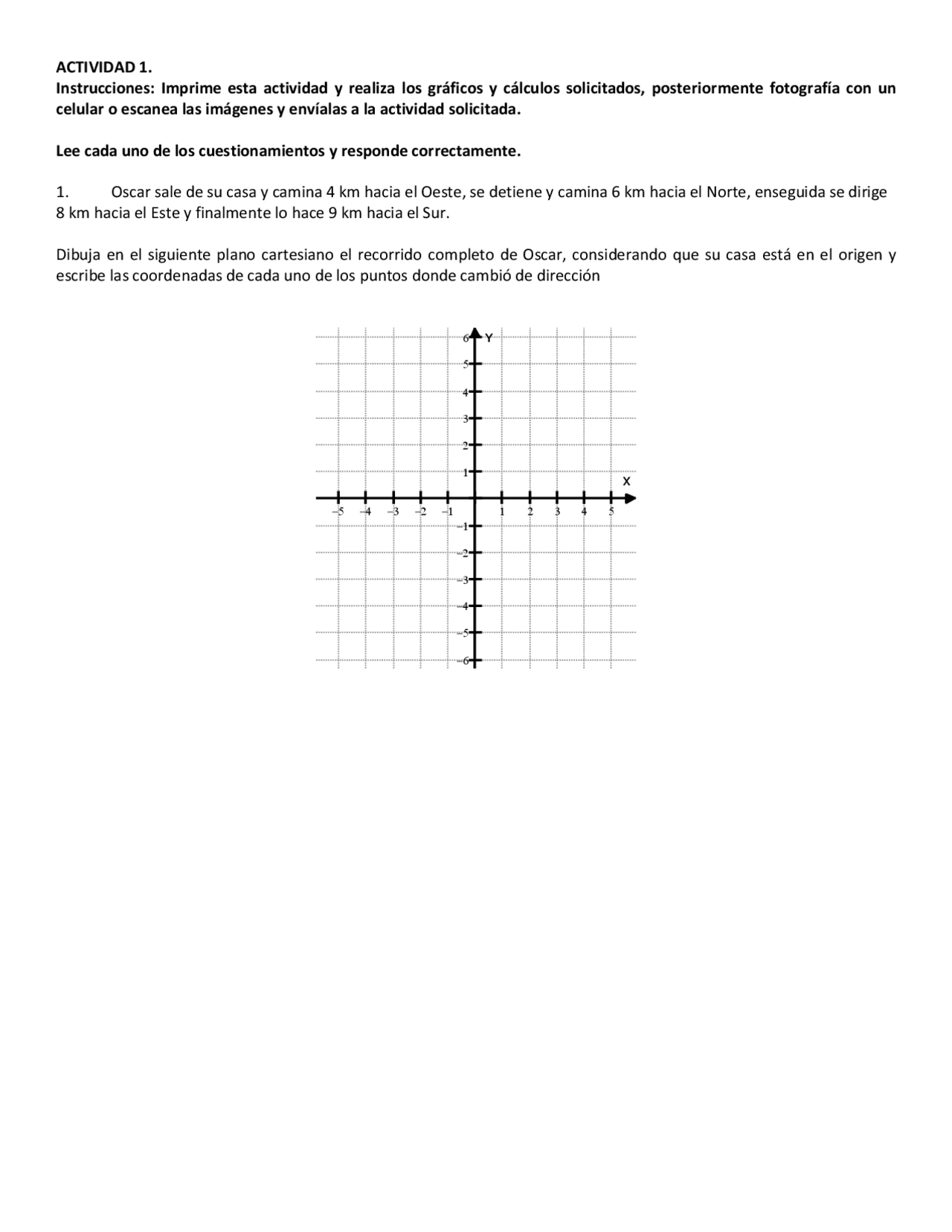 Coordenadas en un plano cartesiano | Ejercicios de Matemáticas - Docsity