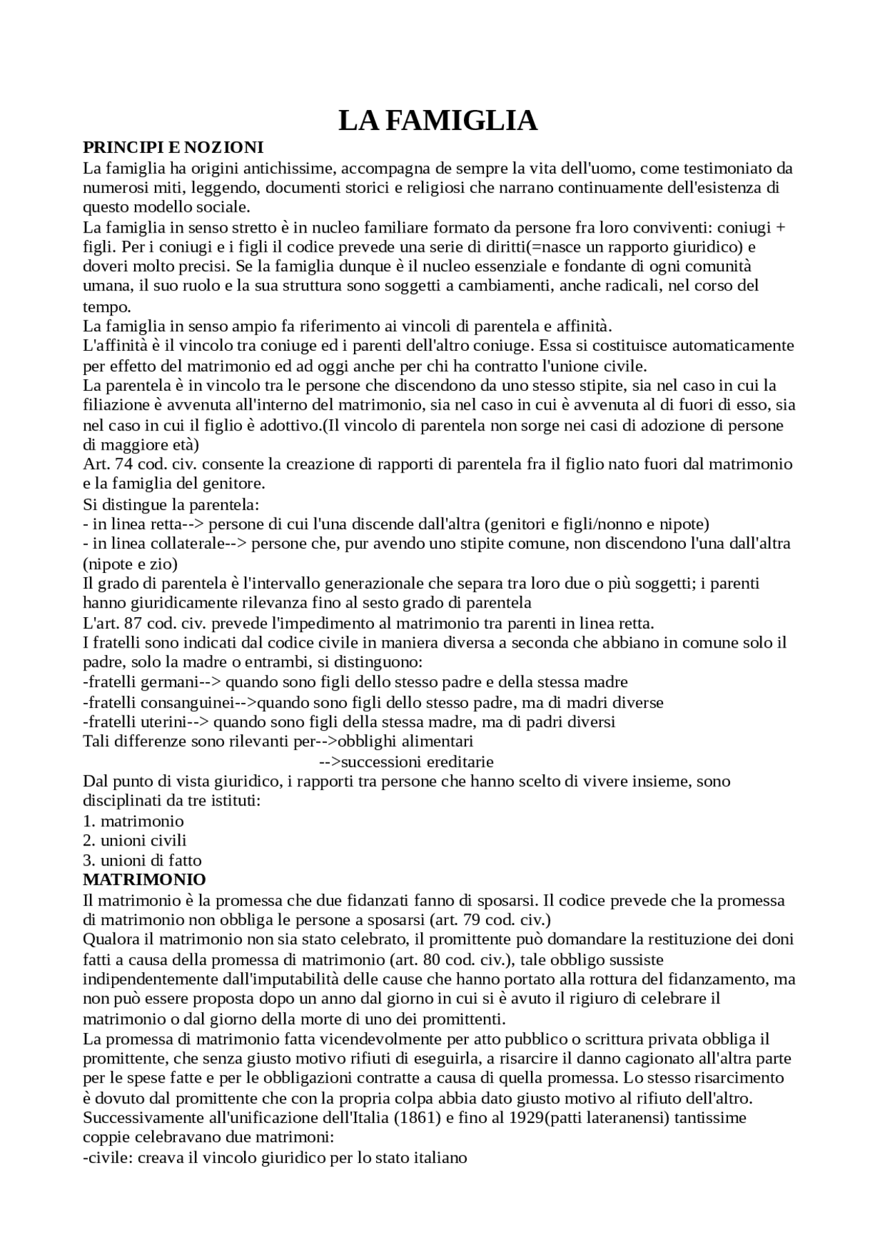 Riassunti Relativi Ad Alcuni Capitoli Dellesame Di Diritto Privato
