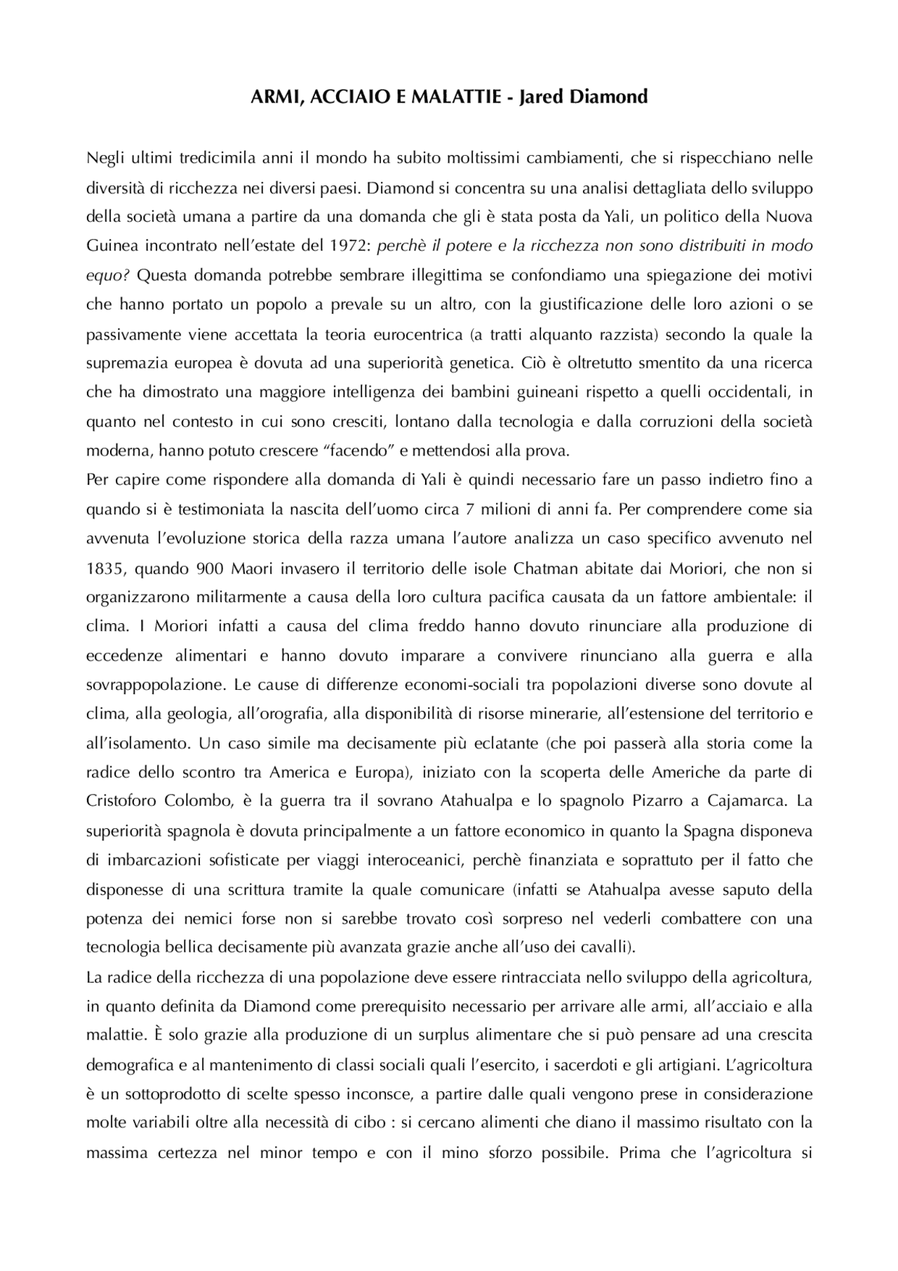 Armi Acciaio E Malattie Docsity