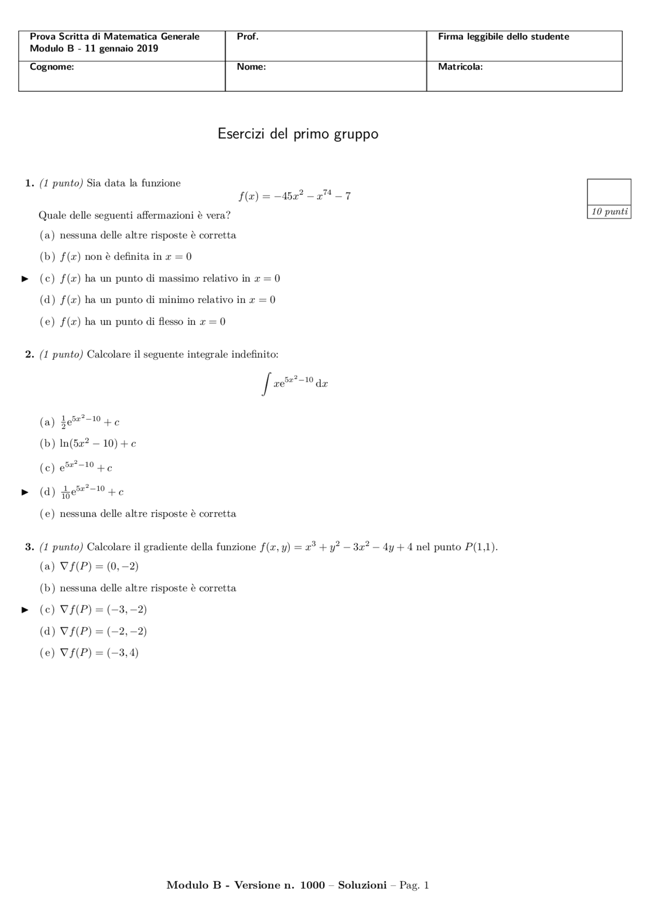 Matematica Generale Primo Anno Docsity