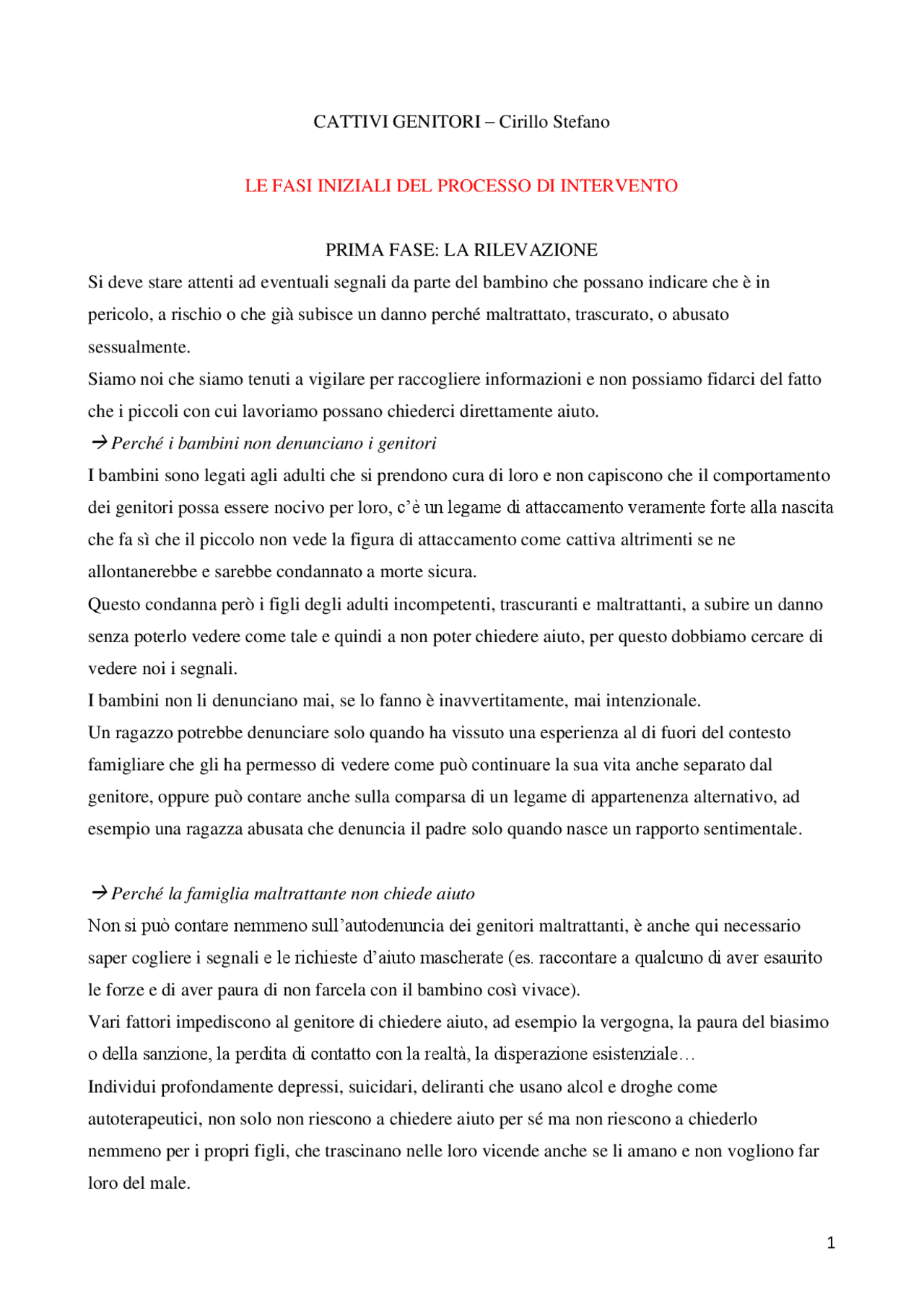 Riassunto Cattivi Genitori Docsity
