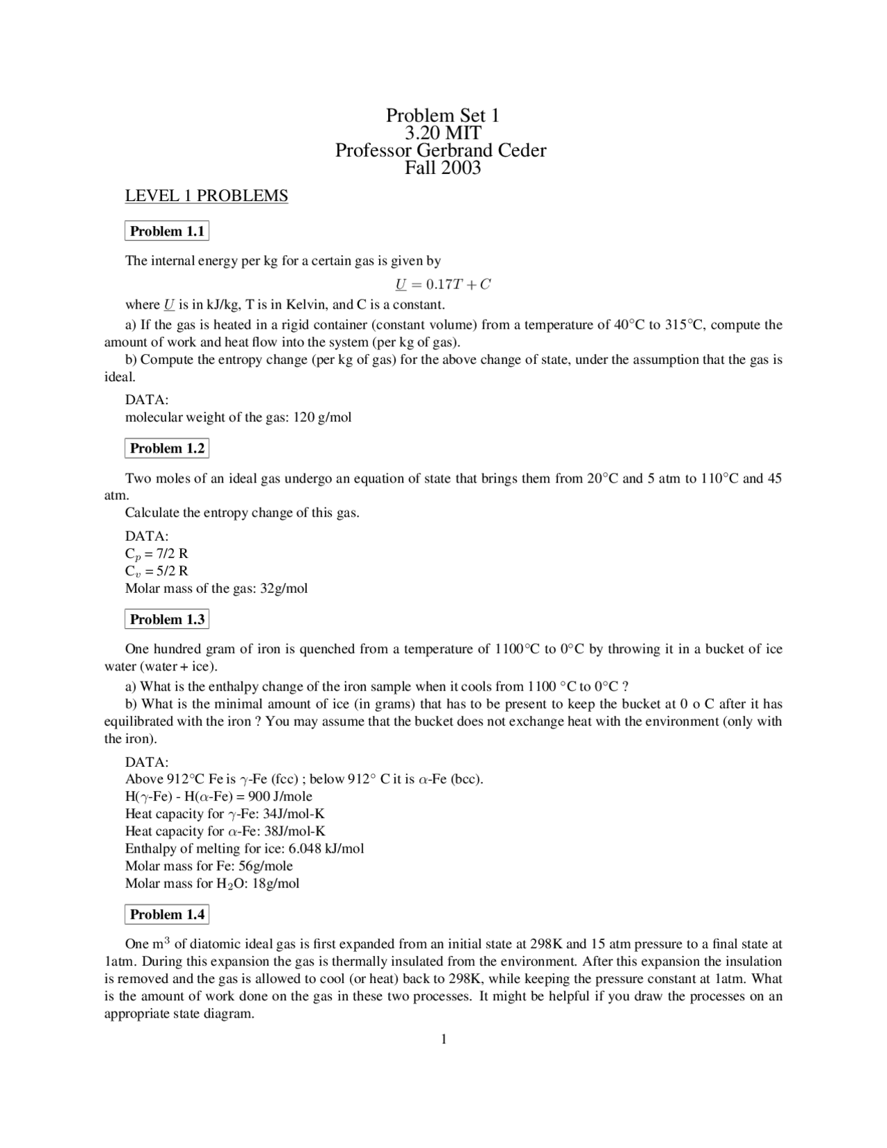 Thermodynamics And An Introduction To Thermostatistics Problems Docsity