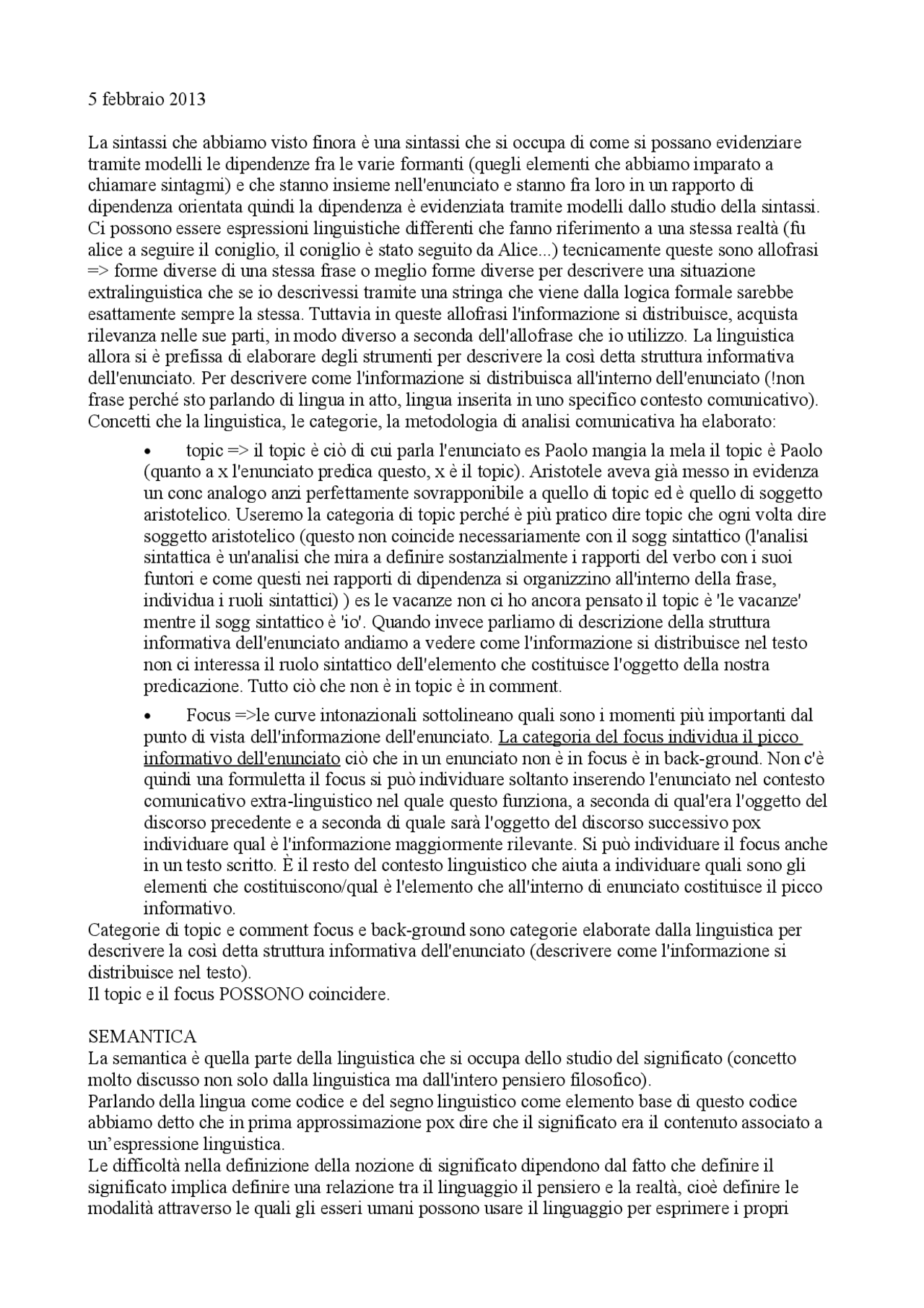Semantica E Sintassi Docsity