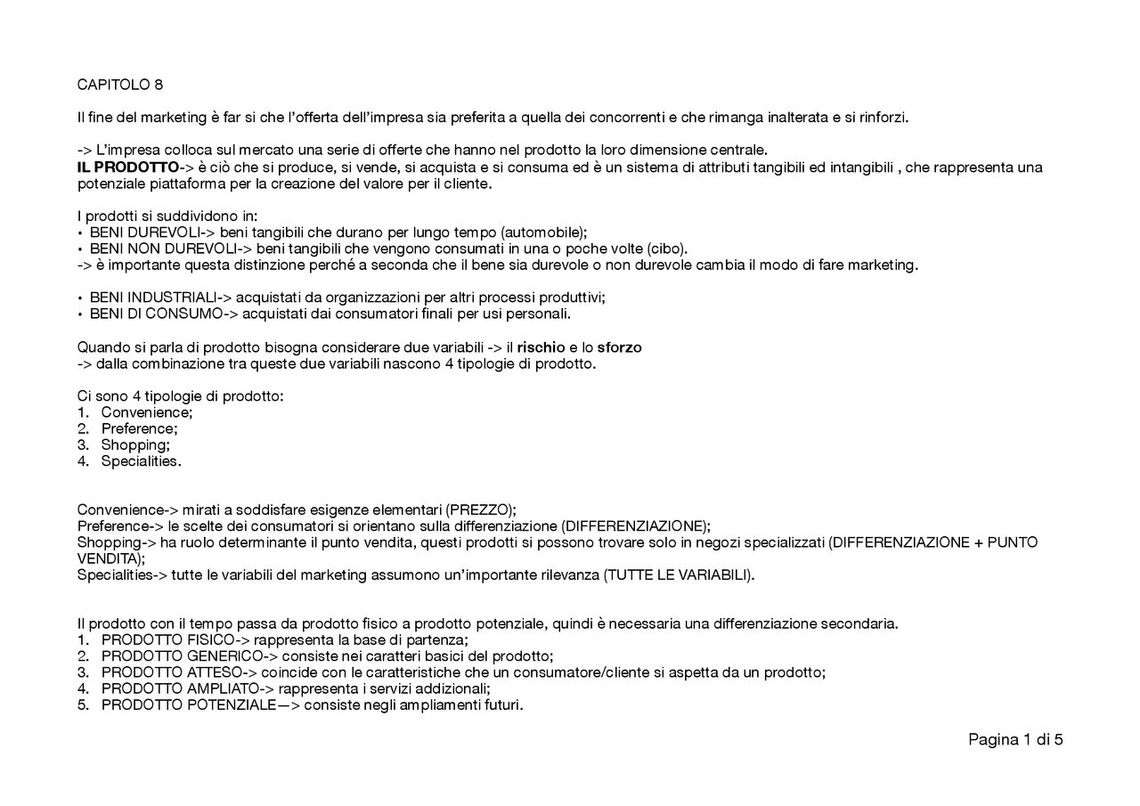Riassunto Capitolo 8 Docsity