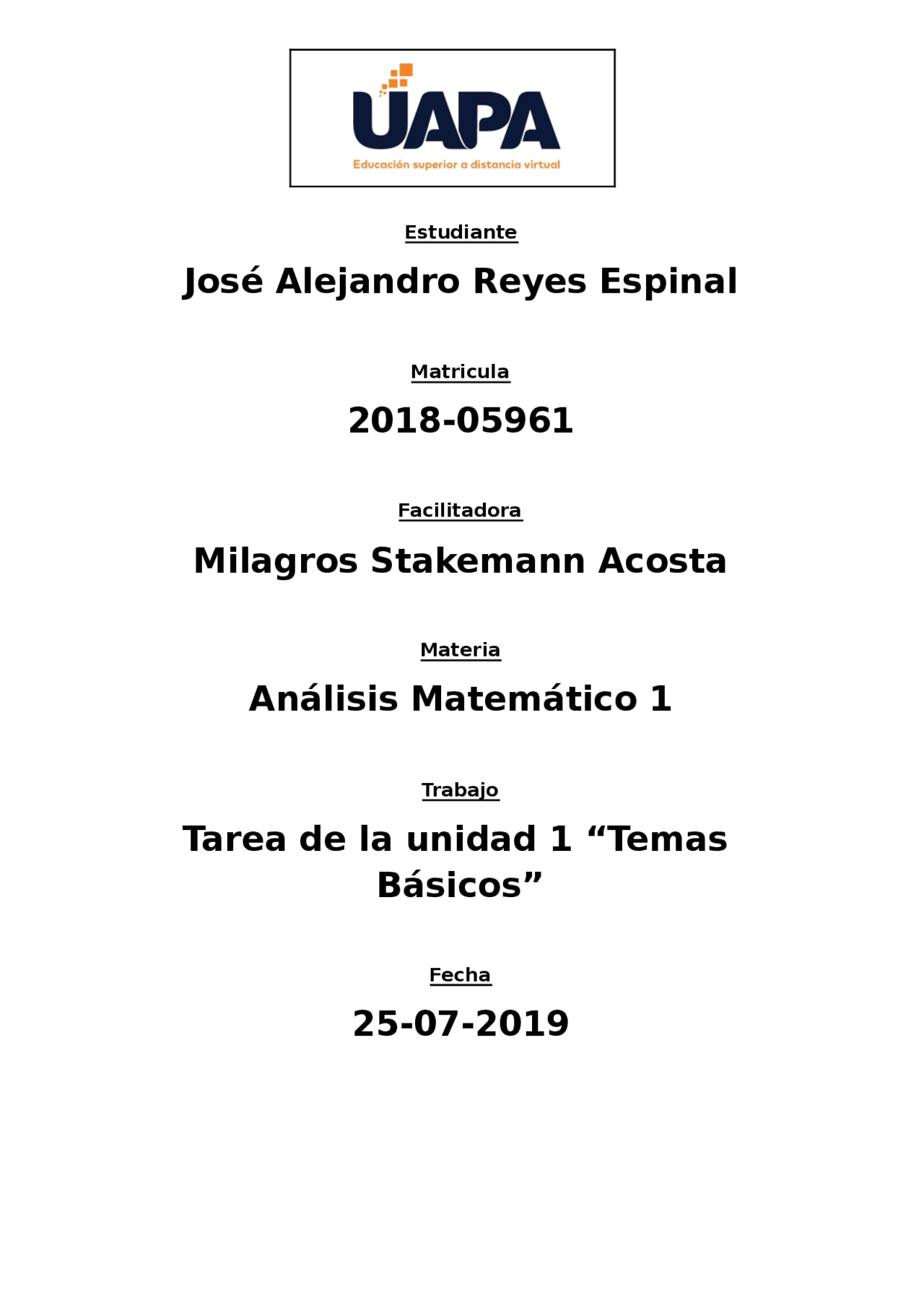 Tarea 1 Analisis Matematico Docsity