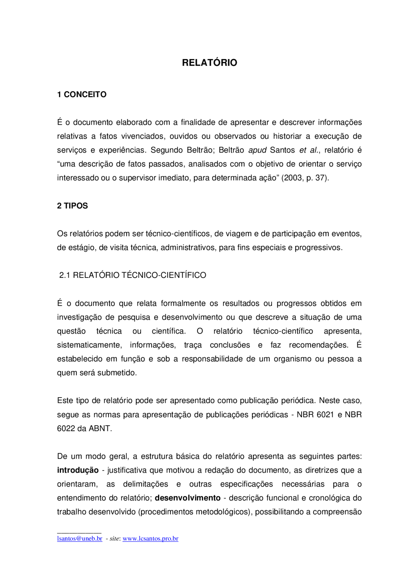 Como Montar Um Relatorio Docsity
